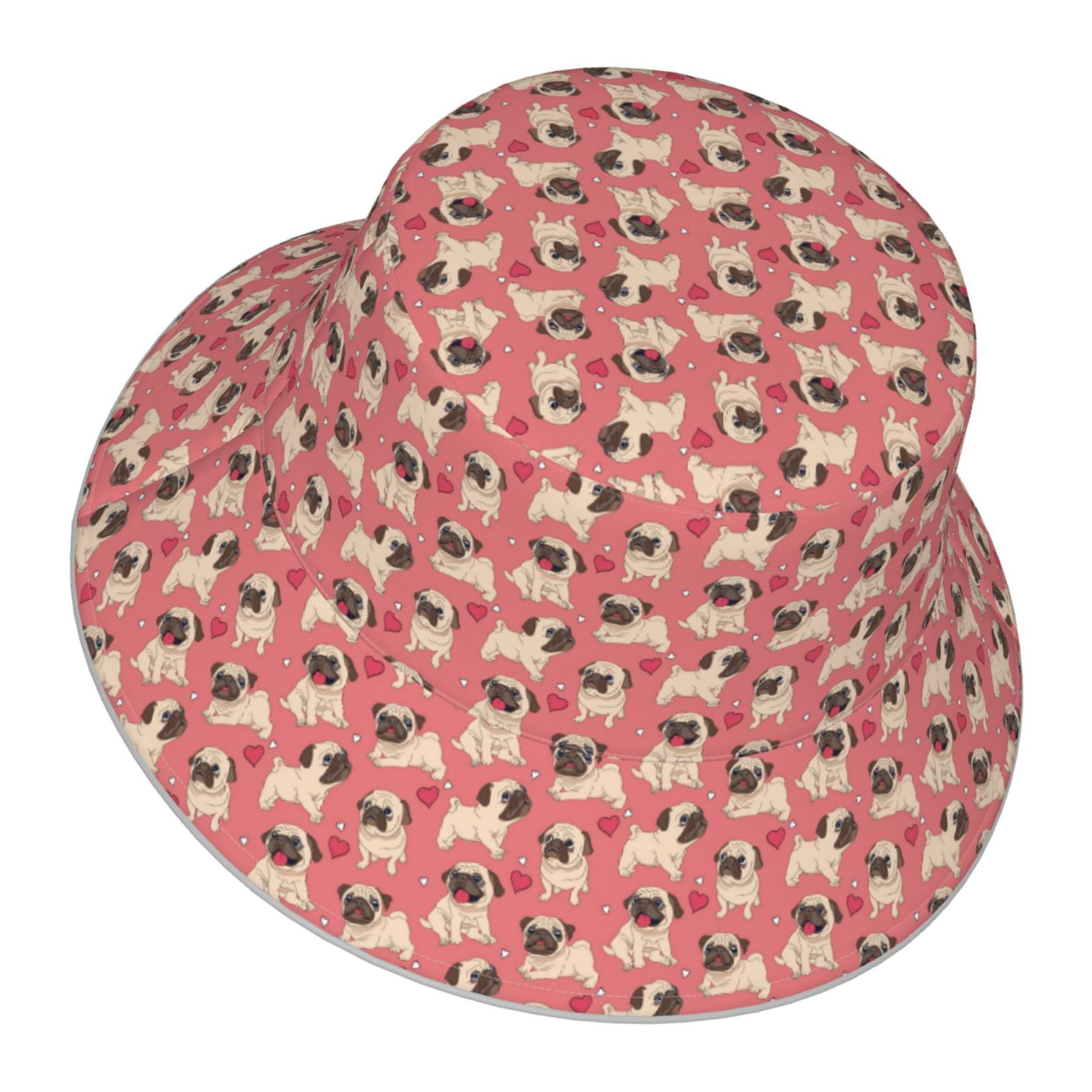Daiia Cute French Bulldog Pattern Bucket Hat - Trendy Cotton Sun Hat ...