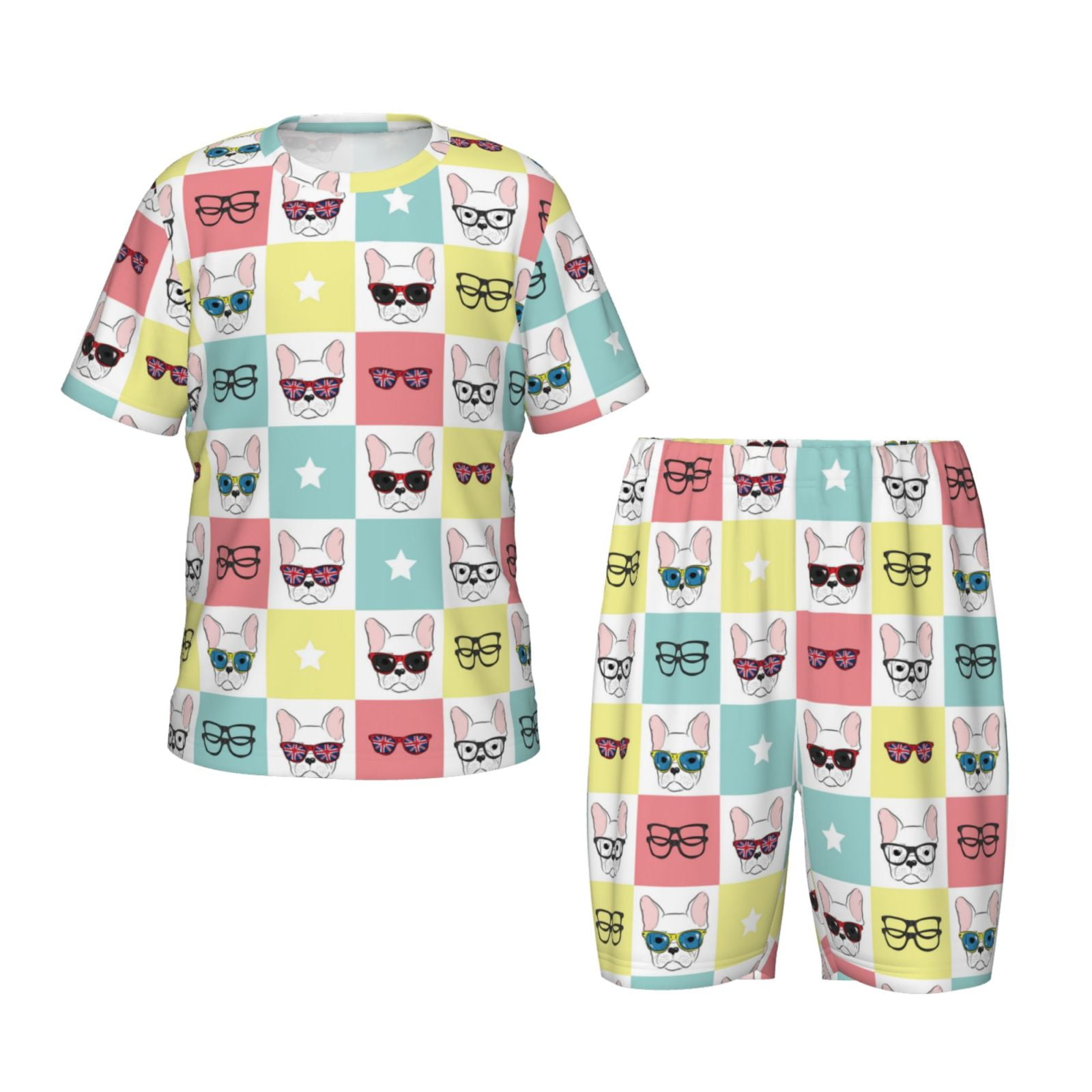 Daiia Cute French Bulldog Print Children’s Cotton Pajama Set – Short ...