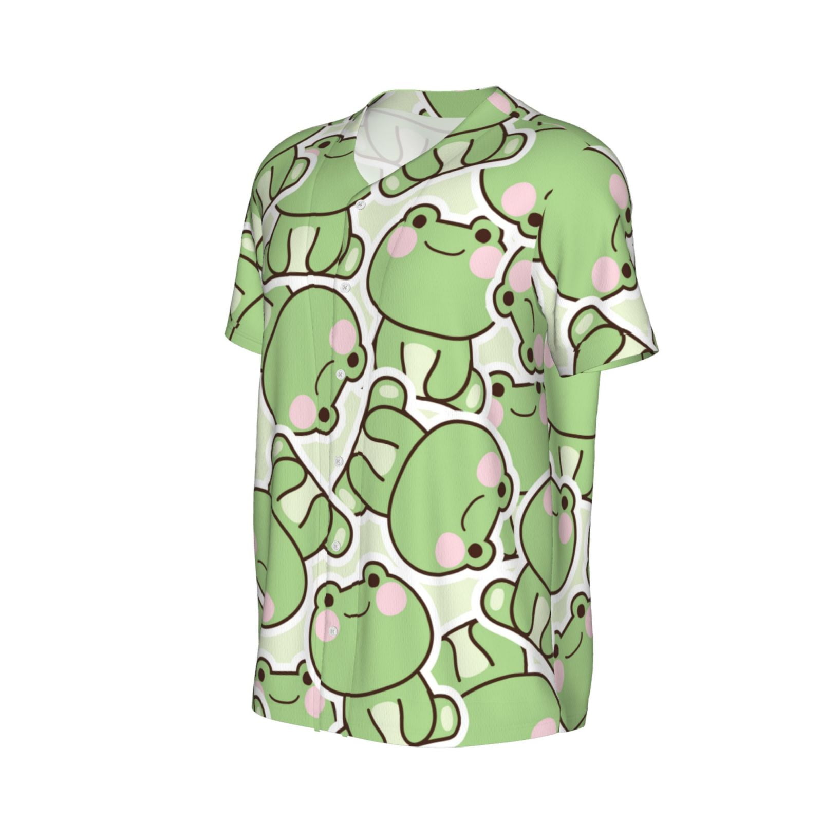 Daiia Cute Frog Mens Baseball Jersey Button Down Shirts Short Sleeve ...