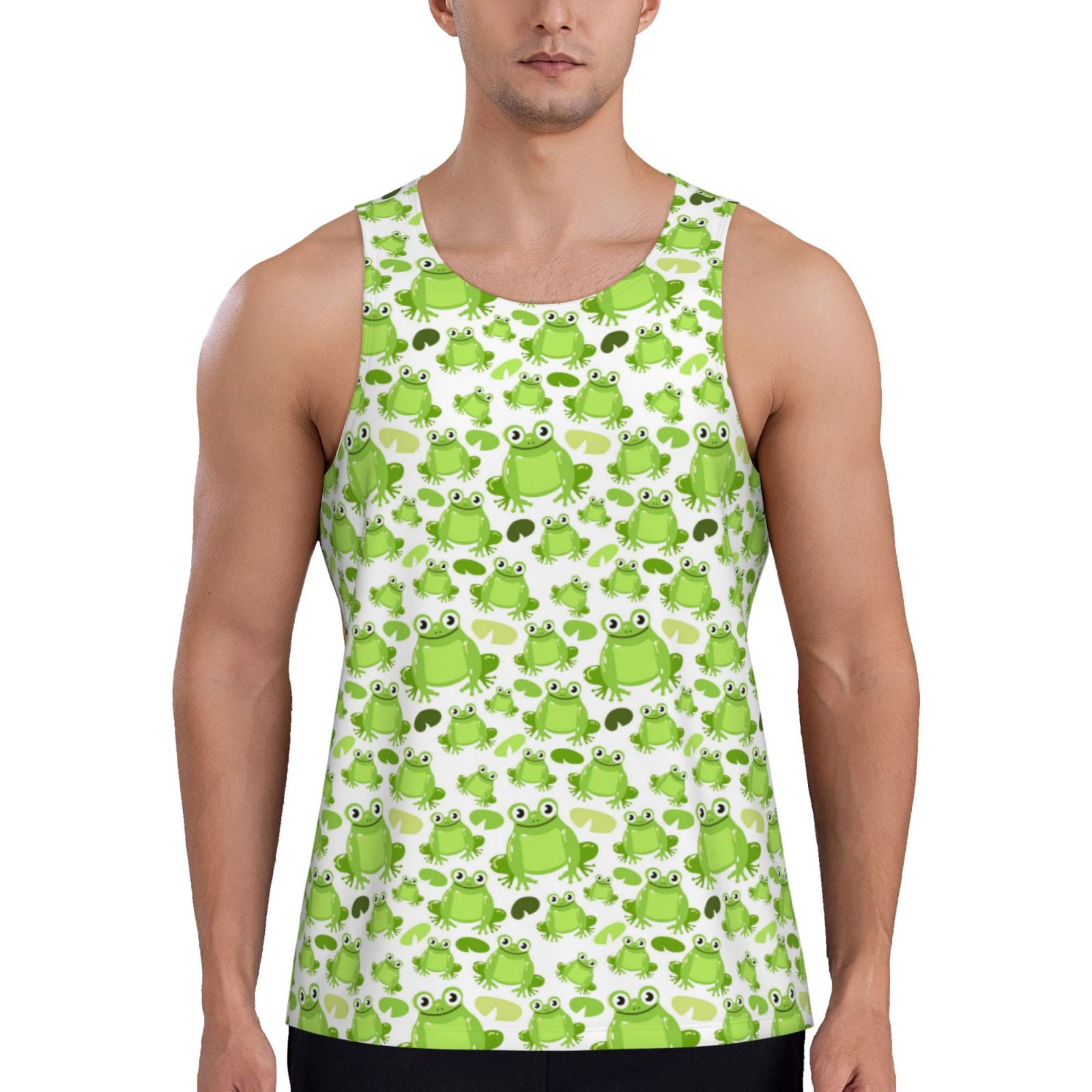 Daiia Cute Frogs Printed Men's Quick Dry Fit Muscle Tank Top Slim-Fit ...