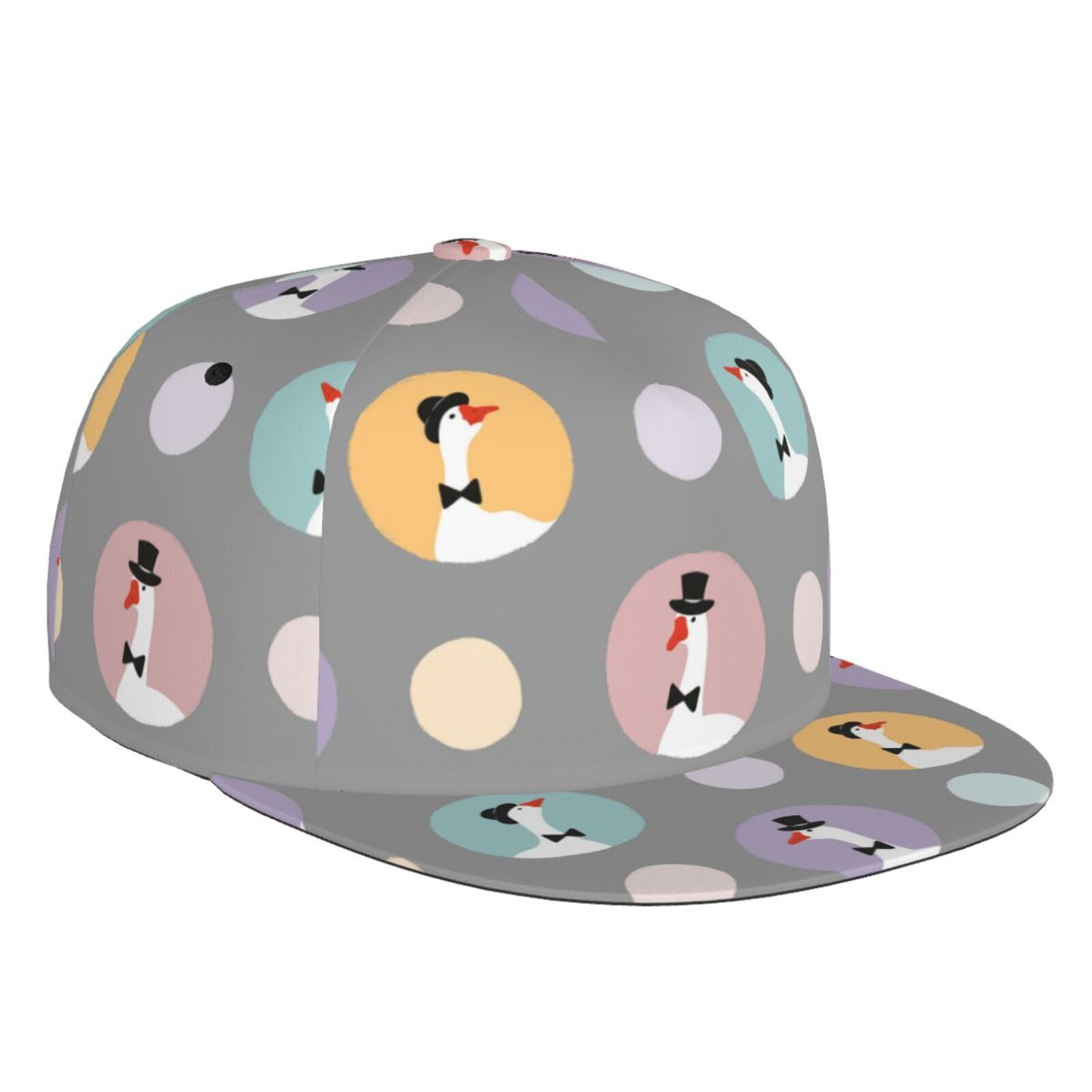 Daiia Cute Geese print Flat Bill Hats Flat Brim Trucker Cap Baseball ...