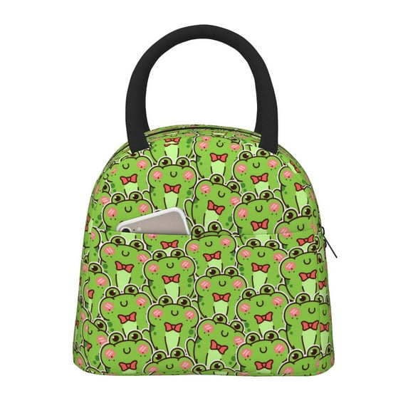 Daiia Cute Green Frog Pattern Lunch Bag , Insulated Lunch Box, Small ...