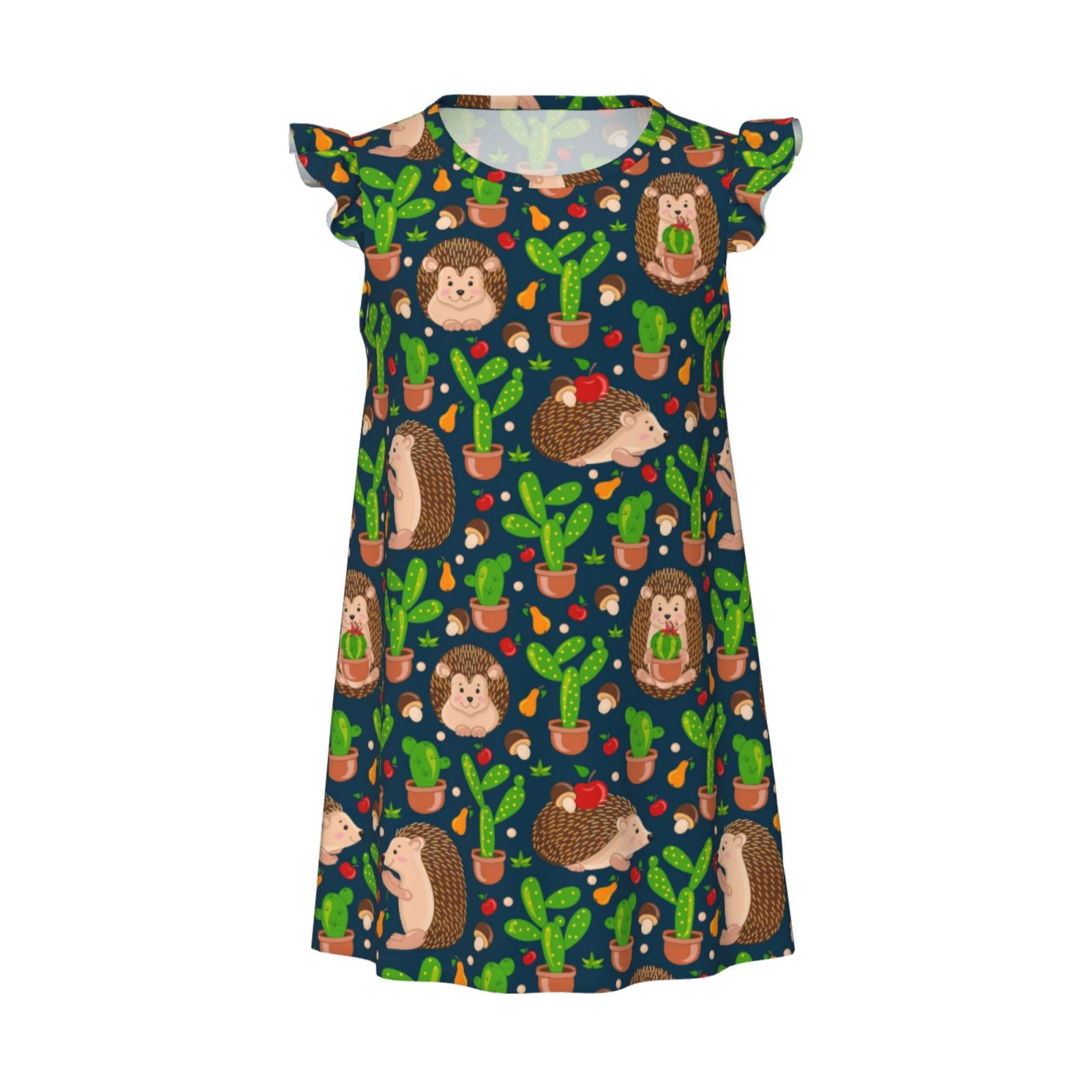 Daiia Cute Hedgehogs Cactus Blue Girls Nightgowns, Unicorn Nightgown ...