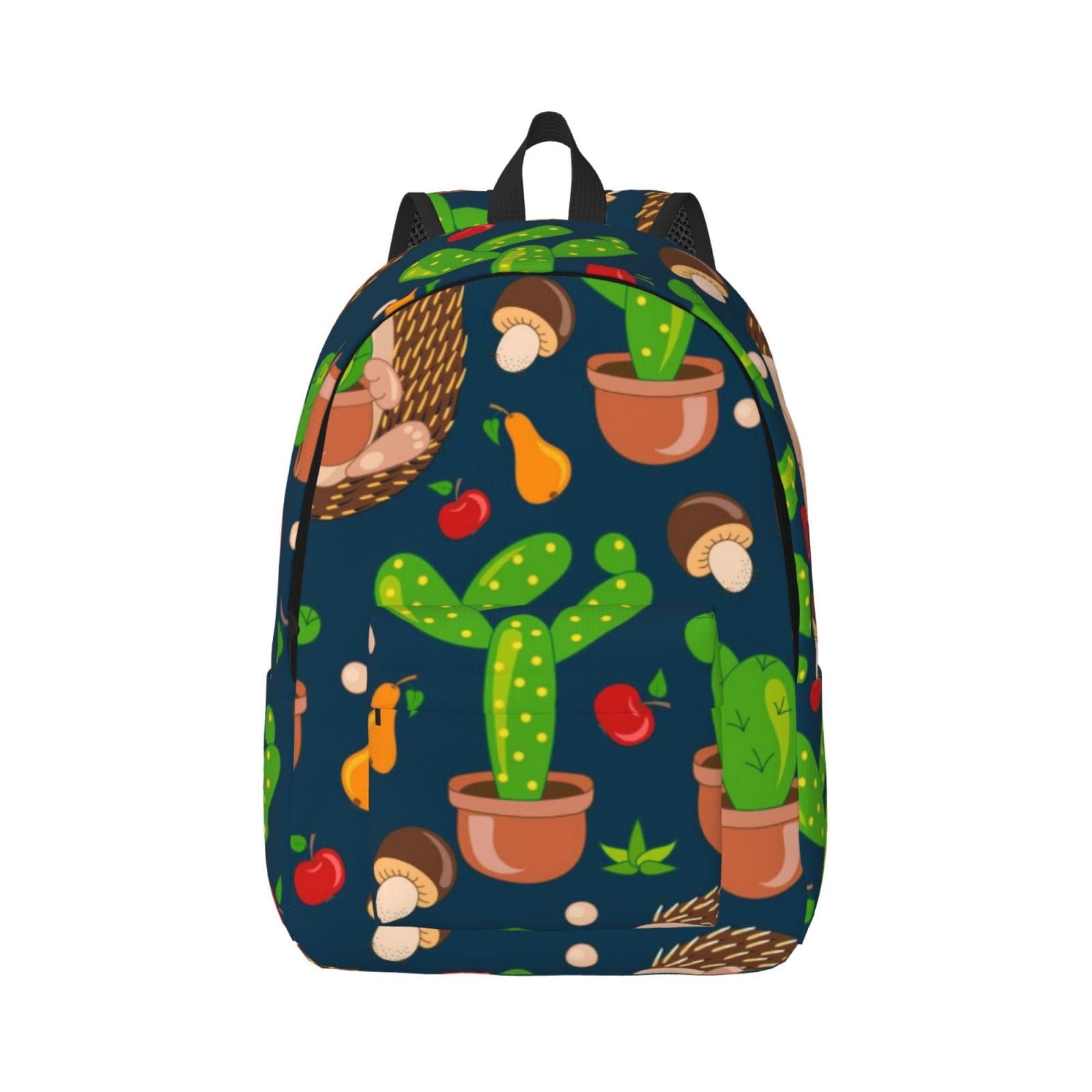 Daiia Cute Hedgehogs Cactus Blue Vintage Canvas Backpack for Men and ...