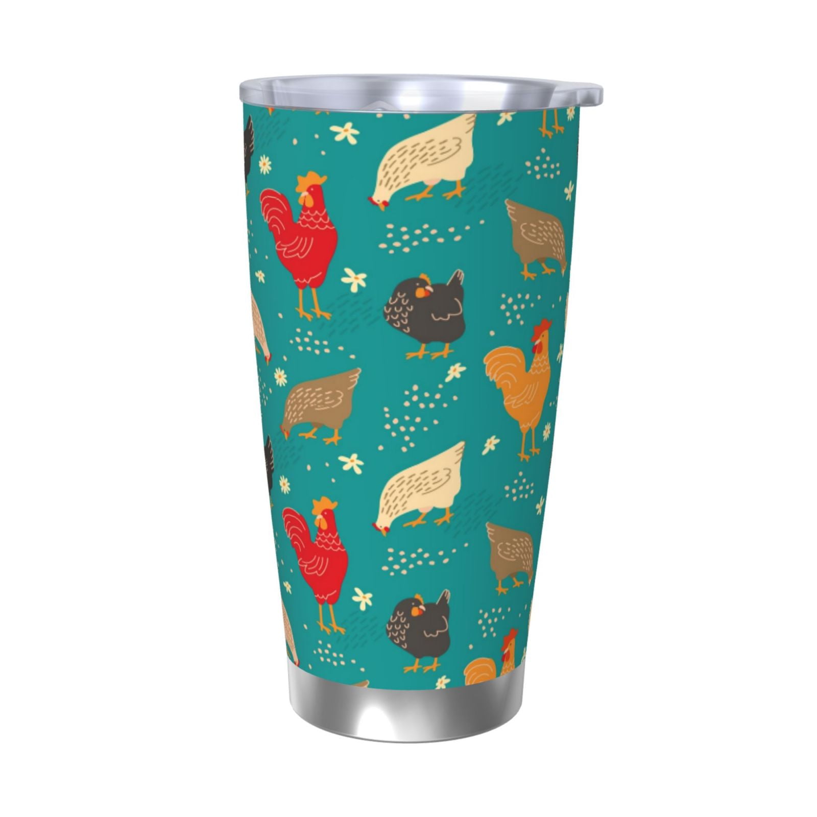 Daiia Cute Hens And Rooster Printed 20oz Insulated Coffee Cup with ...