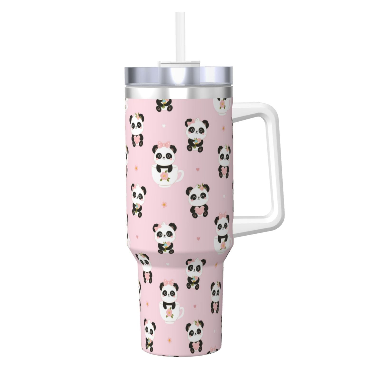 Daiia Cute Kawaii Panda Printed 40 oz Tumbler with Handle,Ice Bully ...