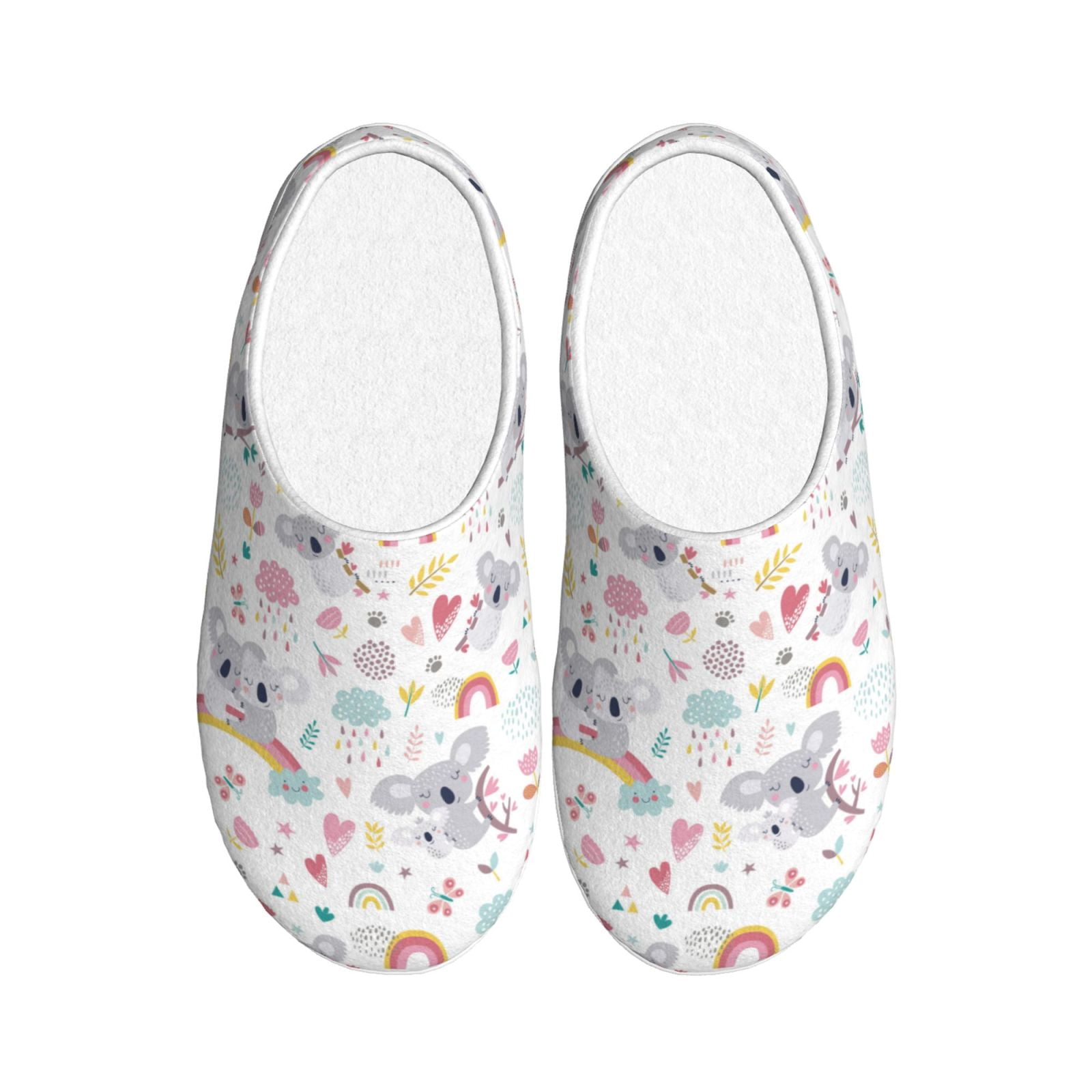 Daiia Cute Koala Print Women’s Fuzzy Slippers Memory Foam Lightweight ...