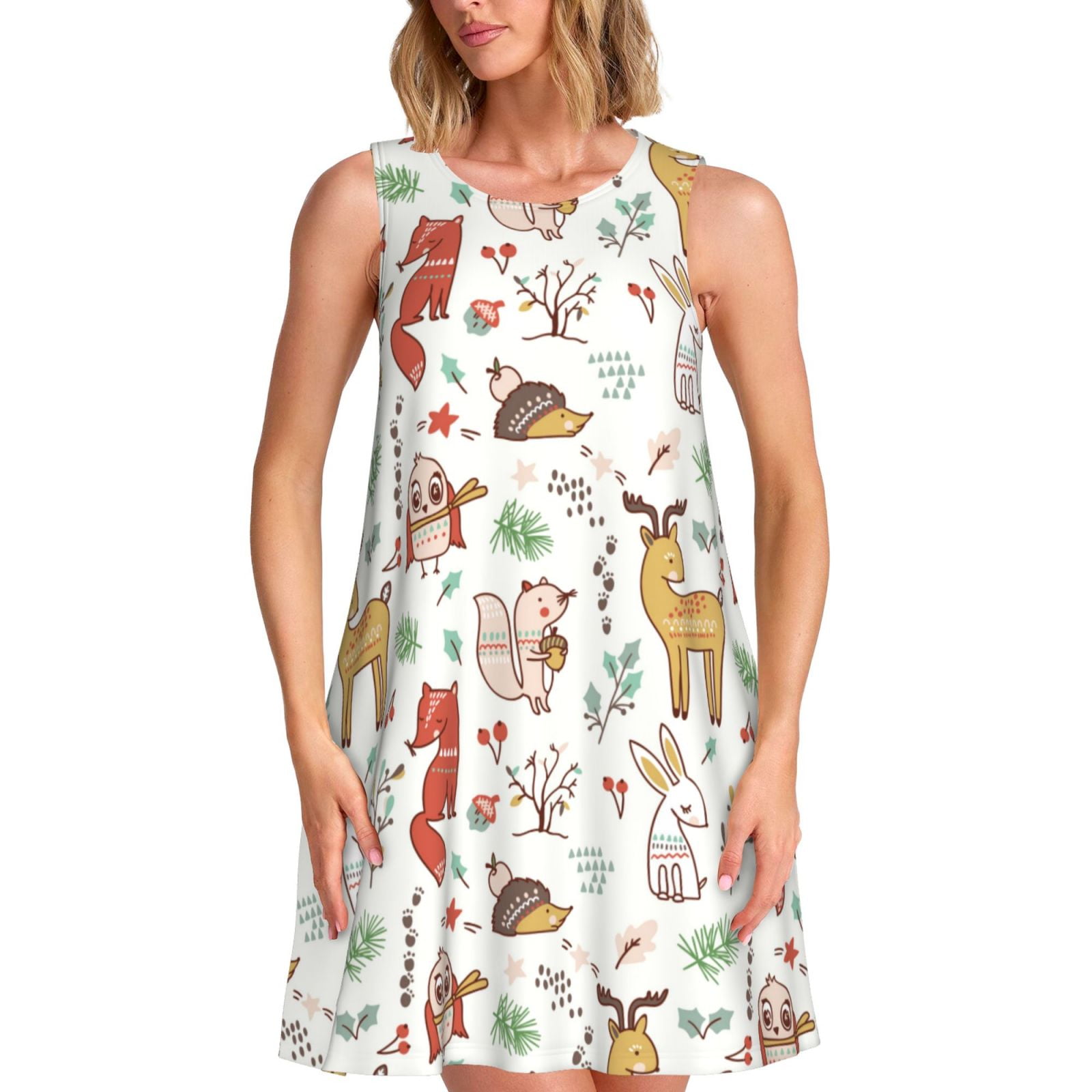 Daiia Cute Little Animals Print Women's Dresses 2025 Trendy Short ...