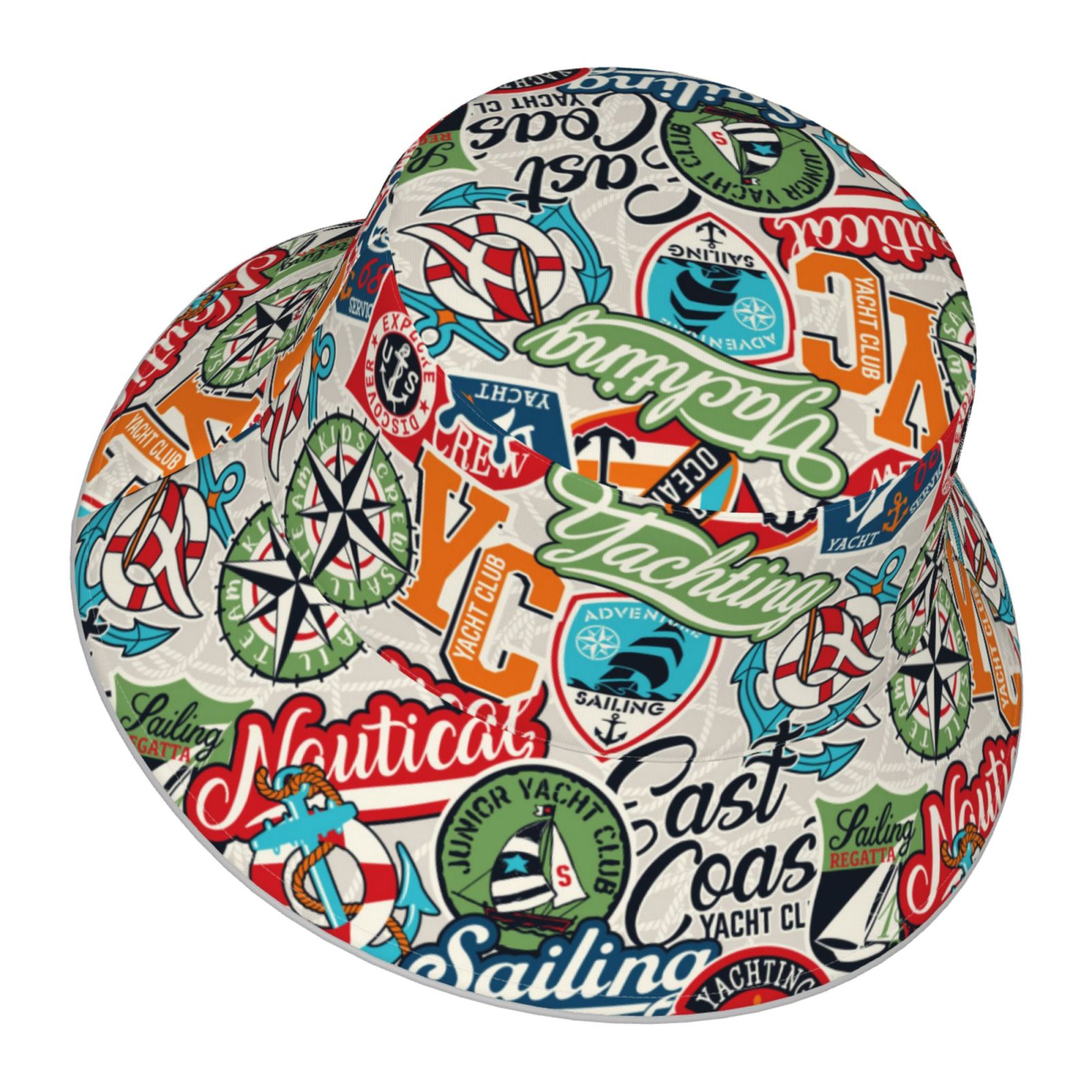 Daiia Cute Nautical Pattern Bucket Hat - Trendy Cotton Sun Hat for ...