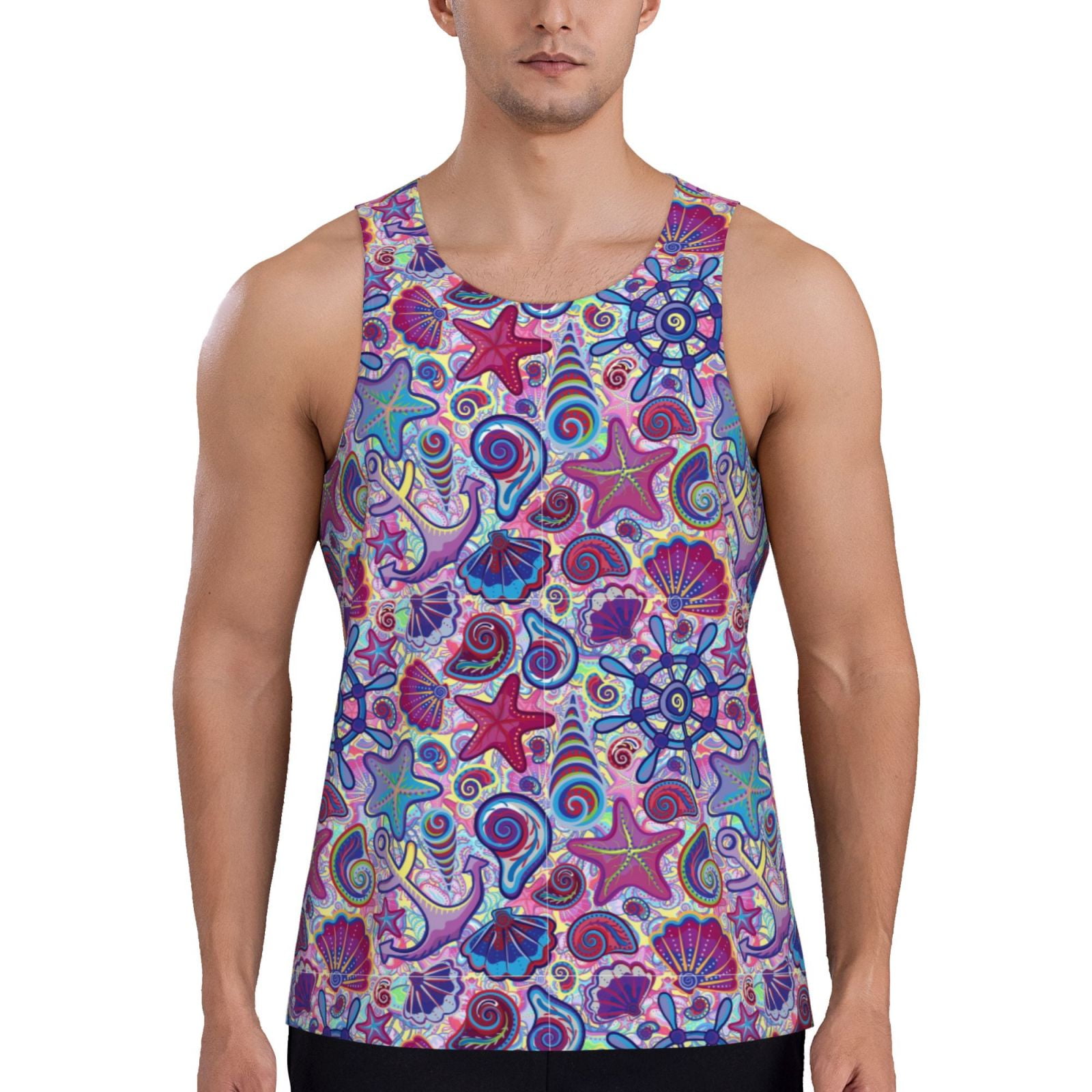 Daiia Cute Nautical Printed Men's Quick Dry Fit Muscle Tank Top Slim ...