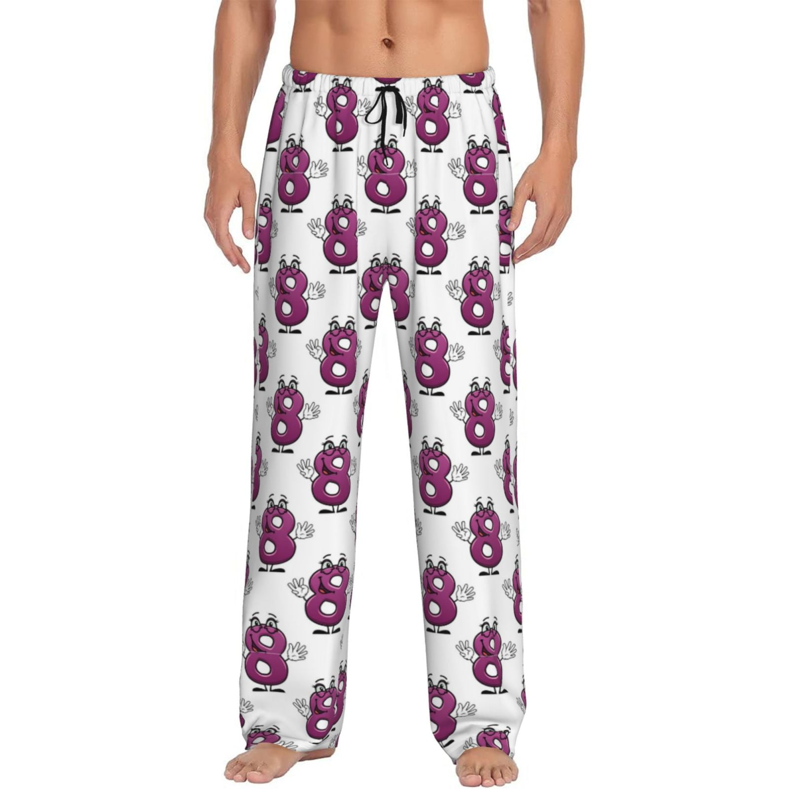 Daiia Cute Number 8 Men's Sleep Pant with Pockets and Drawstring,Pajama ...
