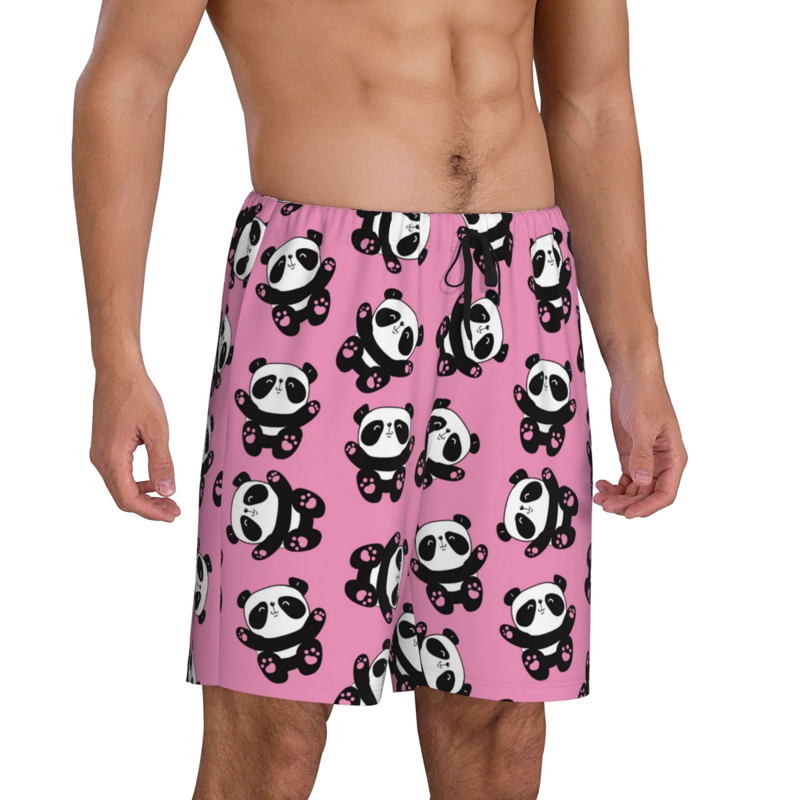 Daiia Cute Panda Mens Woven Stretch Pajama Short,Short Pajama Pants ...