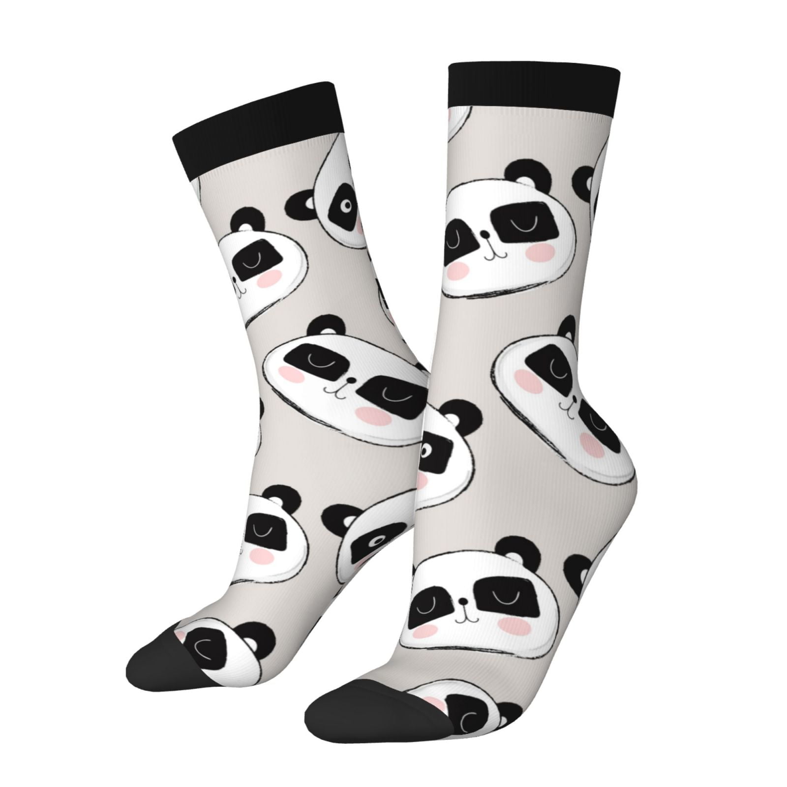Daiia Cute Panda Print Crew Socks – Soft Breathable Long Socks for Men ...