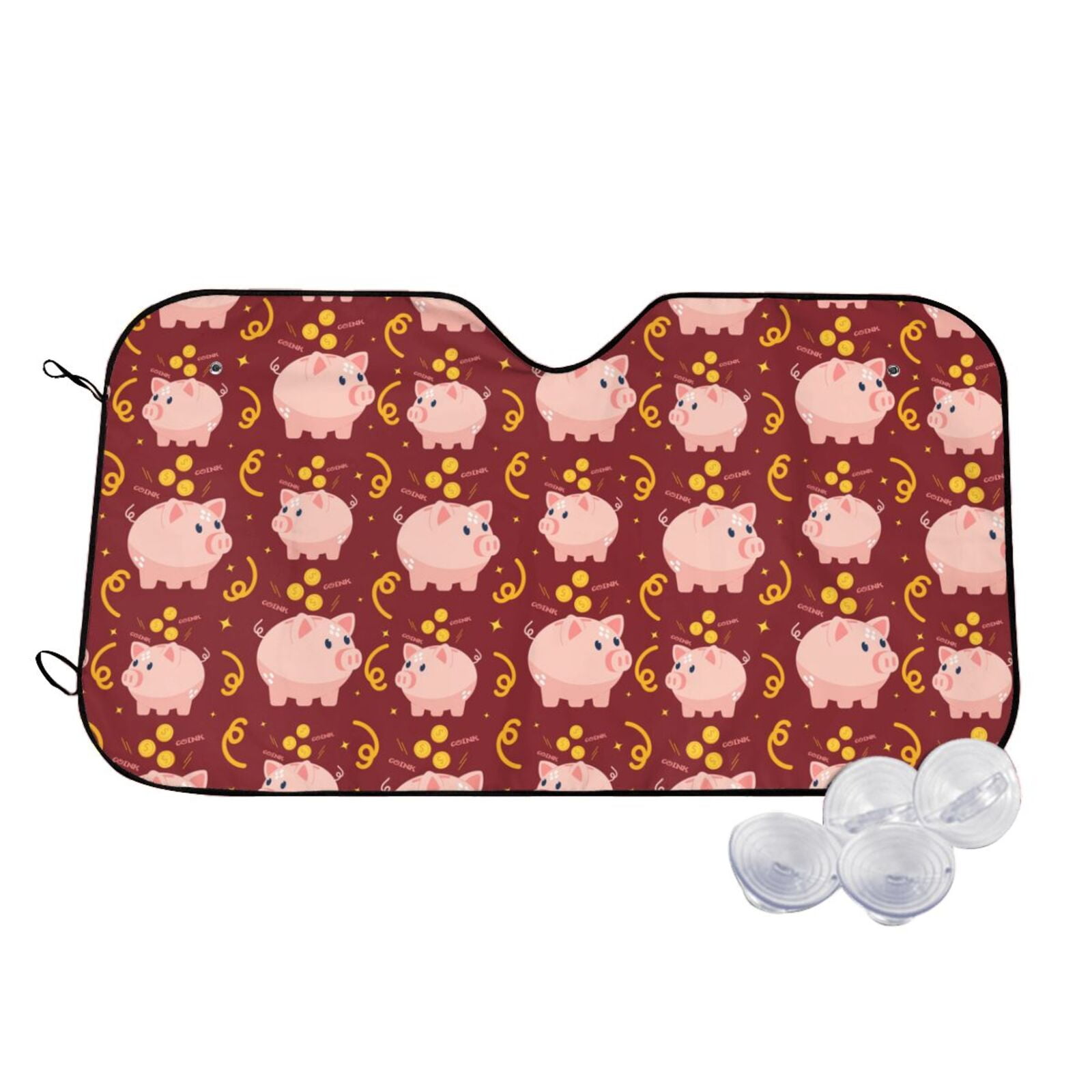 Daiia Cute Pig with Coins Windshield Sun Shade for Car SUV Truck (Small ...