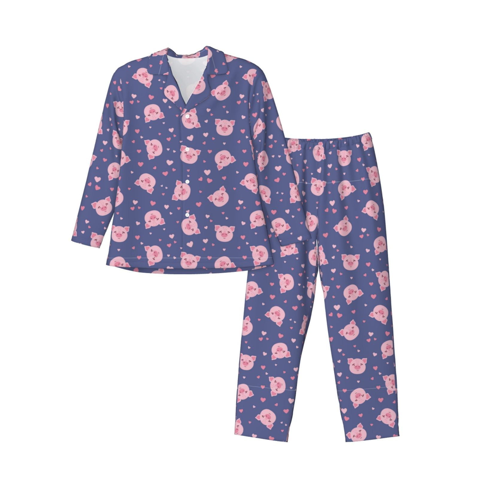 Daiia Cute Pig for Men's Long-Sleeved Pajama Set – Soft & Comfortable ...
