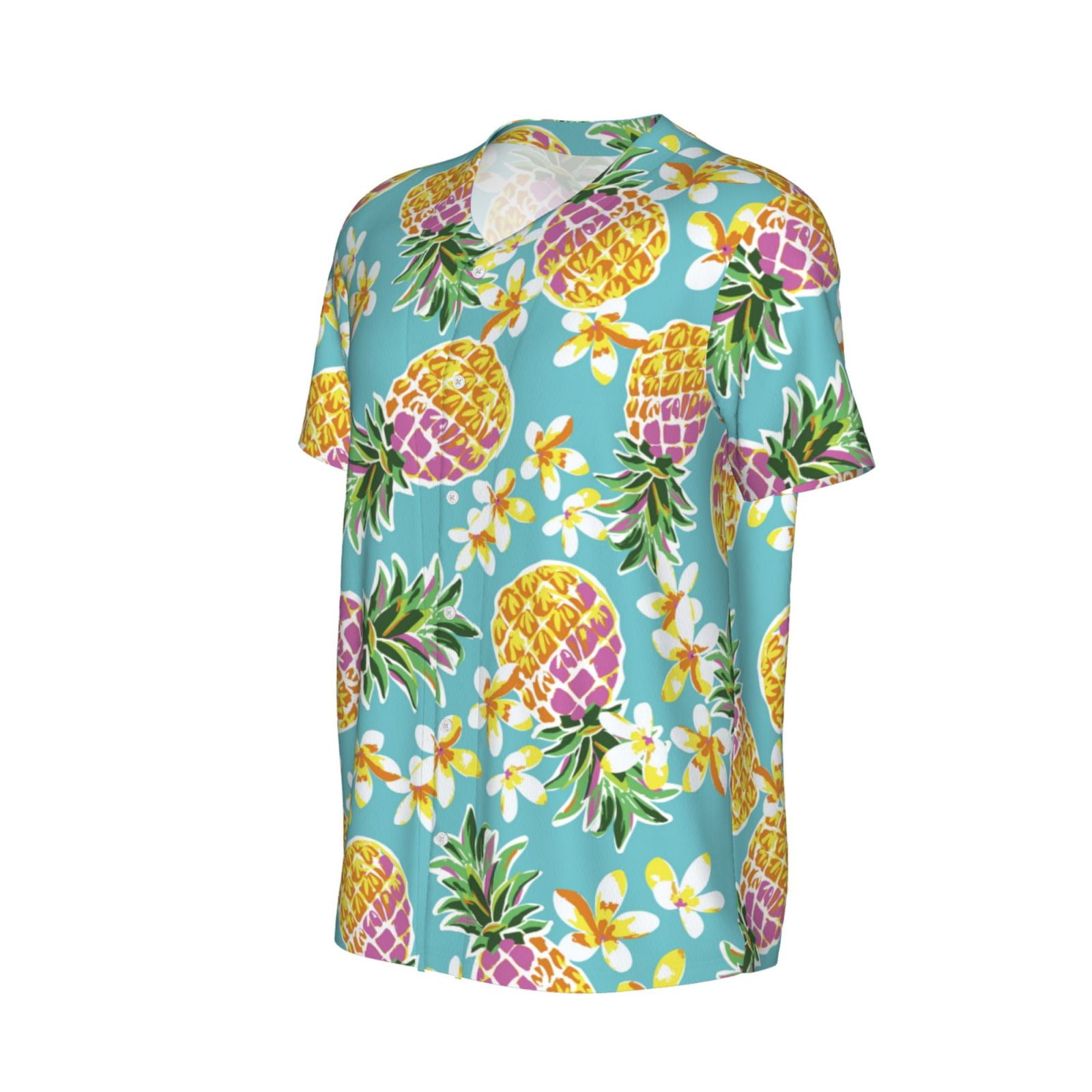 Daiia Cute Pineapples Mens Baseball Jersey Button Down Shirts Short Sleeve Sports Uniforms ...