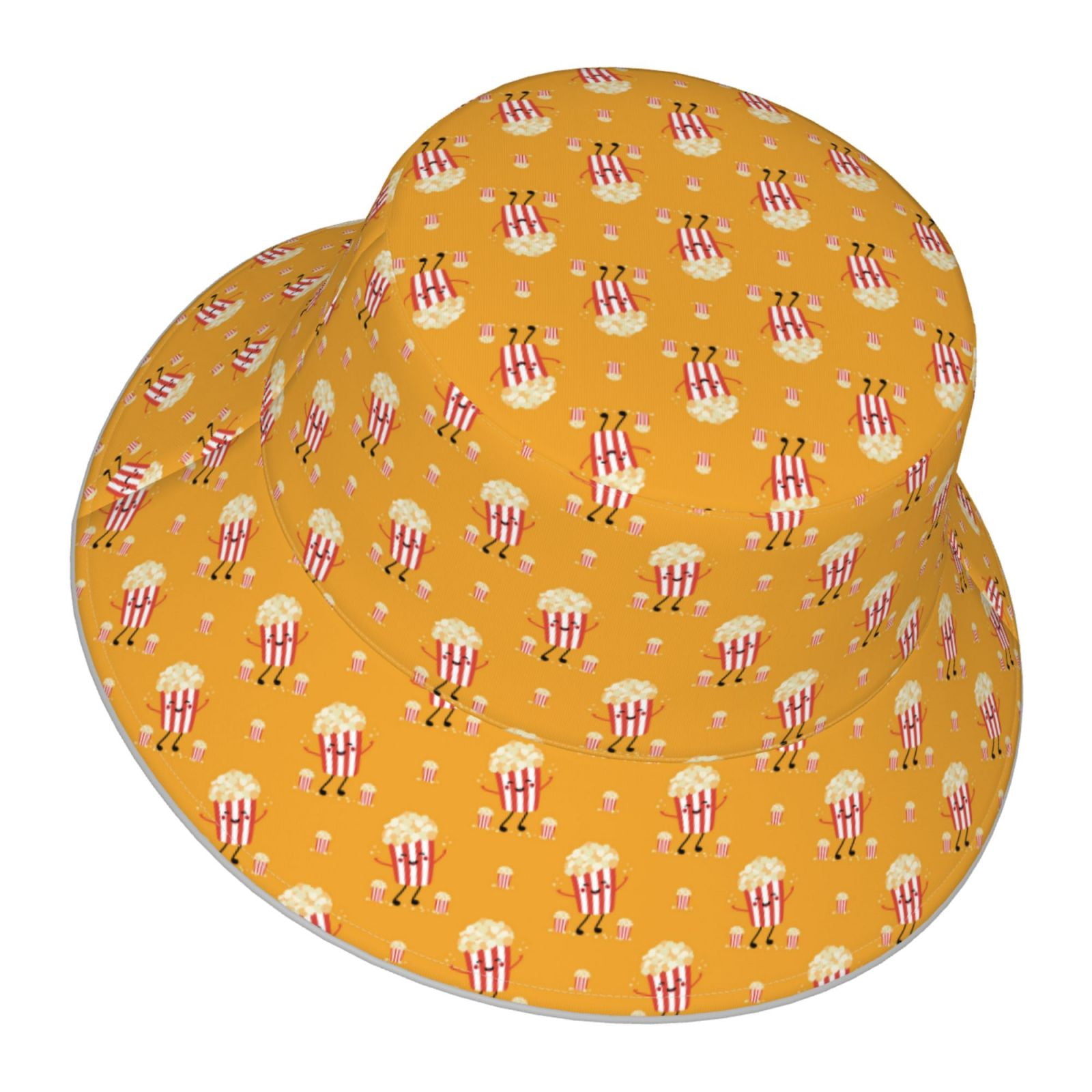 Daiia Cute Popcorn Pattern Bucket Hat - Trendy Cotton Sun Hat for Beach ...