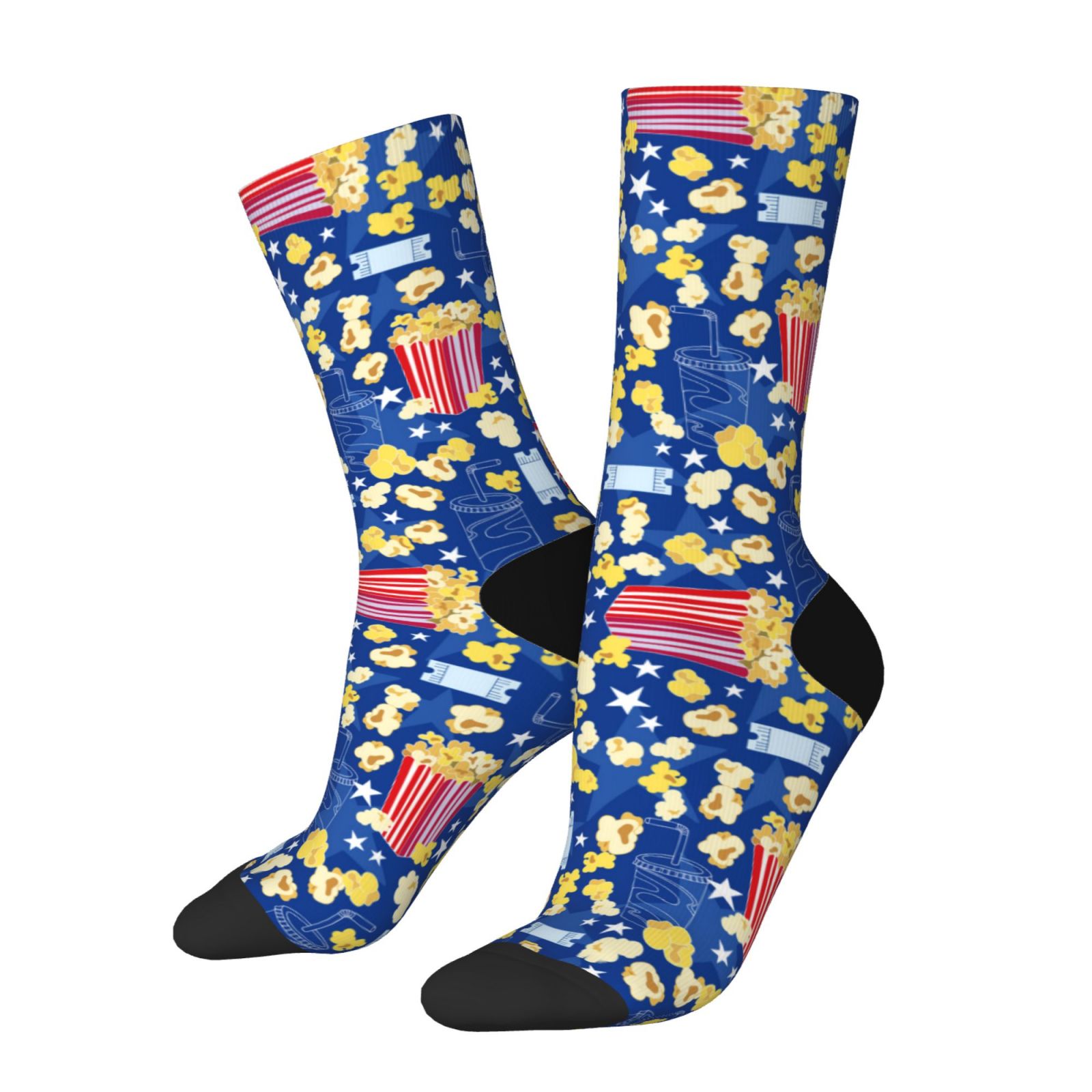 Daiia Cute Popcorn Print Crew Socks – Soft Breathable Long Socks for ...