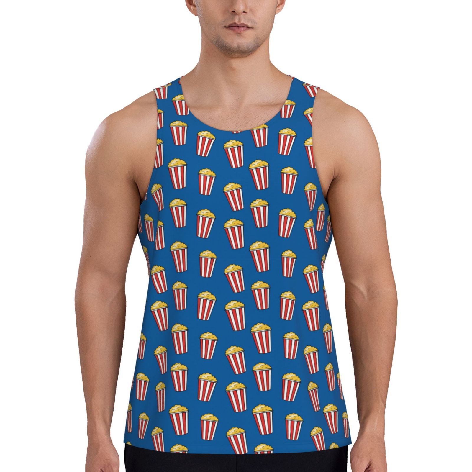 Daiia Cute Popcorn Printed Men's Quick Dry Fit Muscle Tank Top Slim-Fit ...