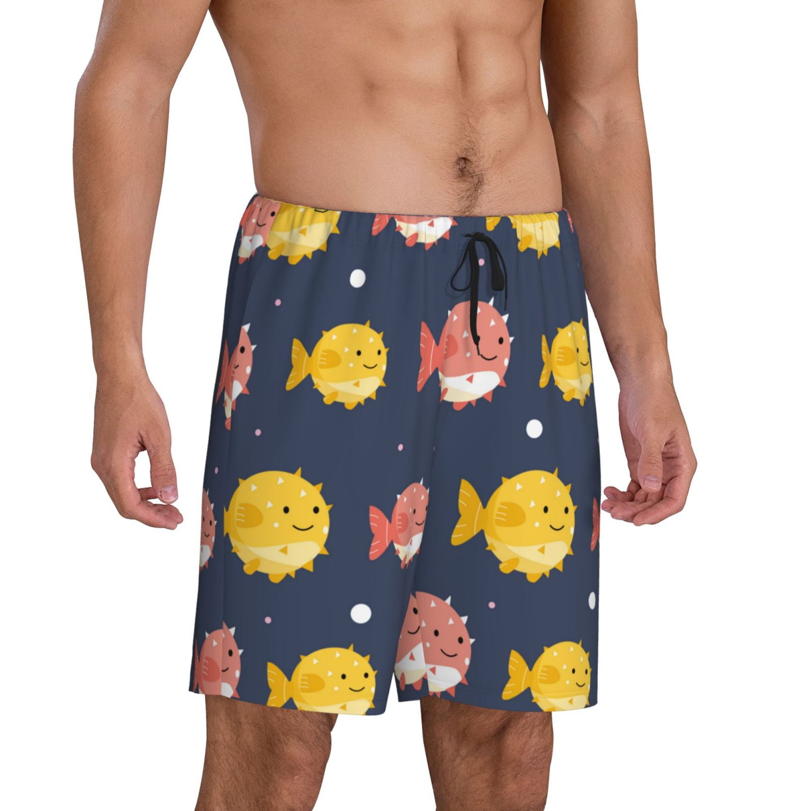 Daiia Cute Puffer Fish Mens Woven Stretch Pajama Short,Short Pajama ...