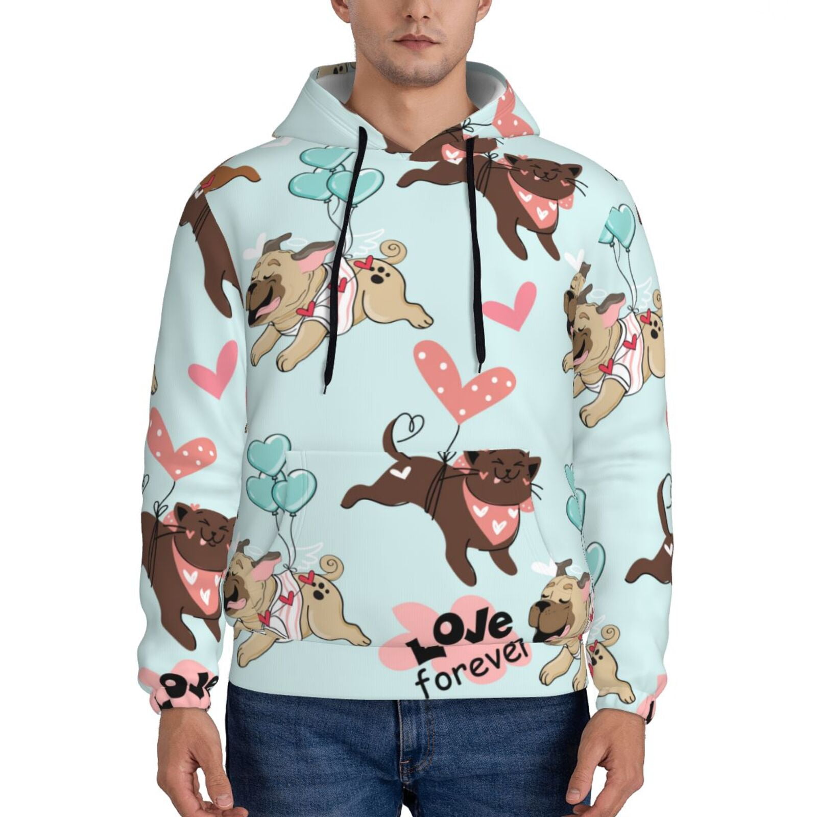 Daiia Cute Pug Dogs for Men's Fashion Hoodies & Sweatshirts with ...