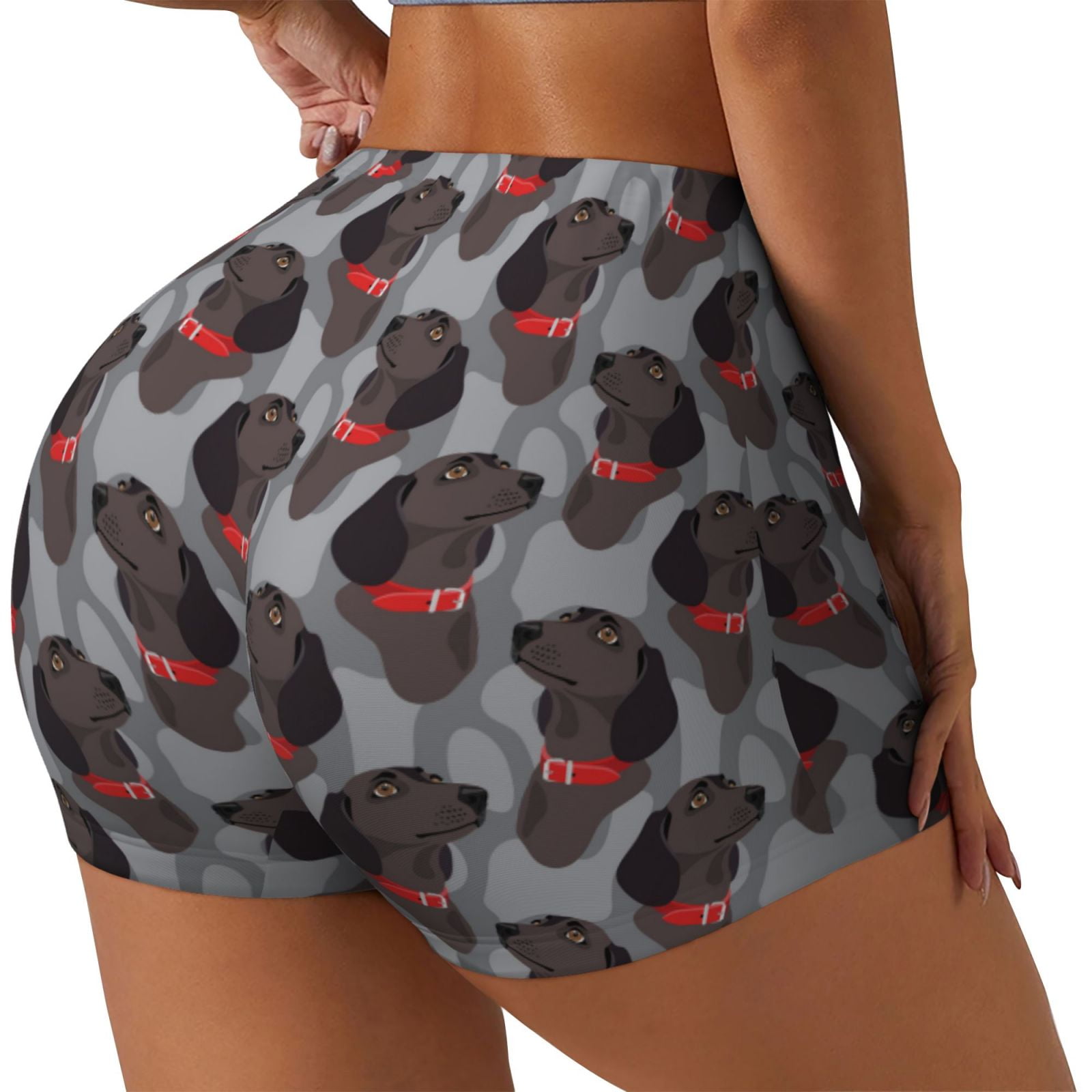 Daiia Cute Puppy Black Pattern Women's Workout Shorts Biker Shorts ...