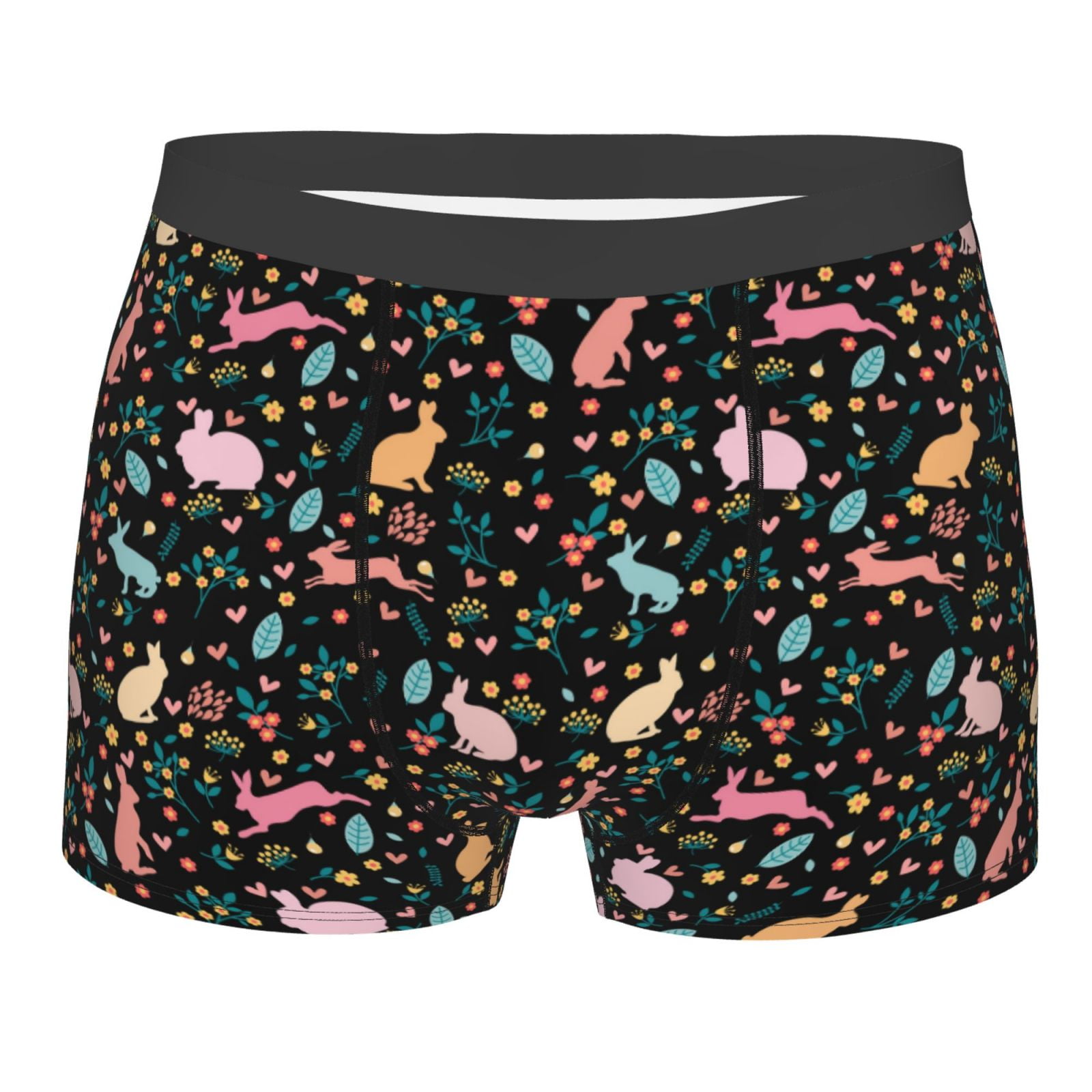Daiia Cute Rabbit And Flower Men's Underwear Boxer Briefs, Cotton ...