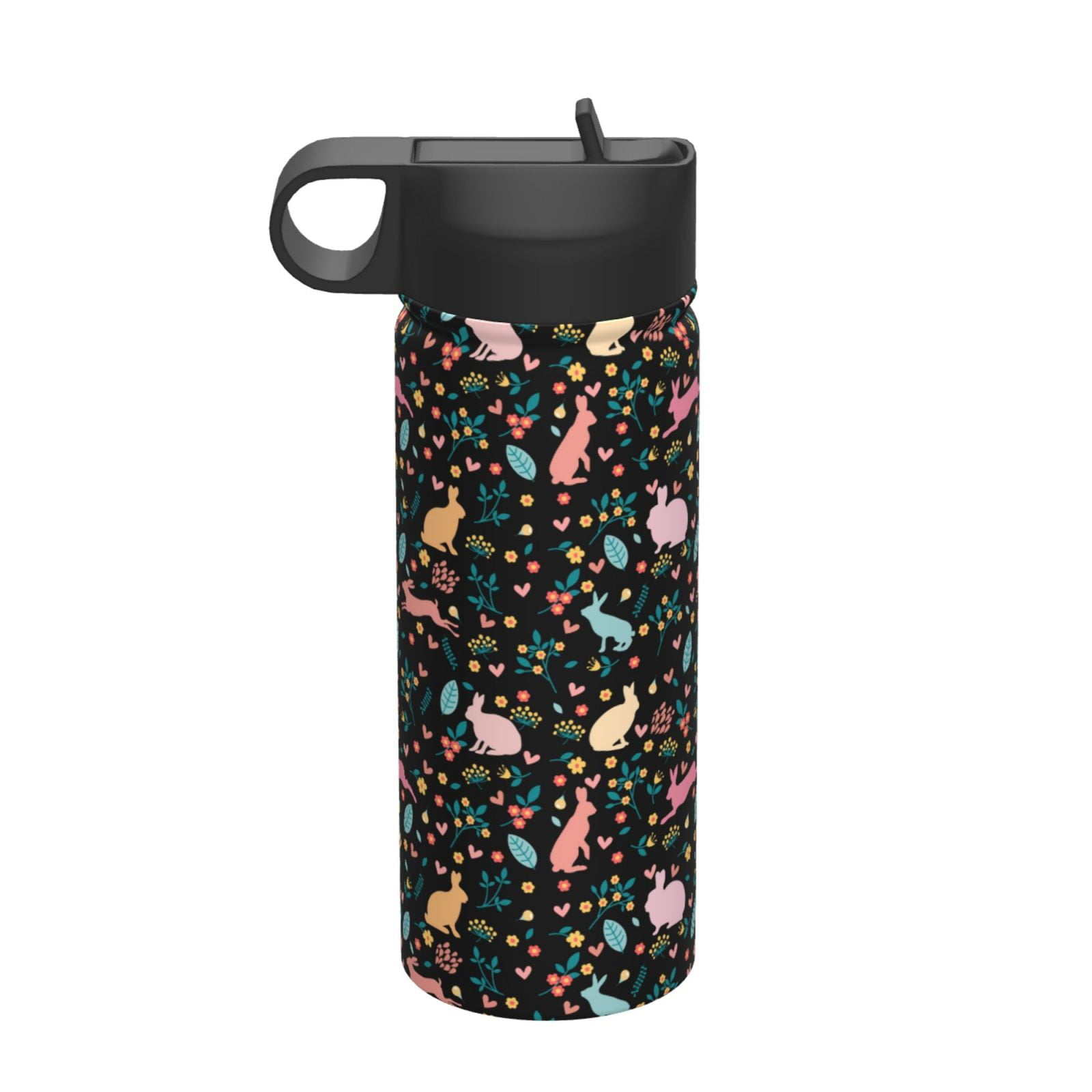 Daiia Cute Rabbit And Flower Printed 18oz Sports Insulated Kettle With ...