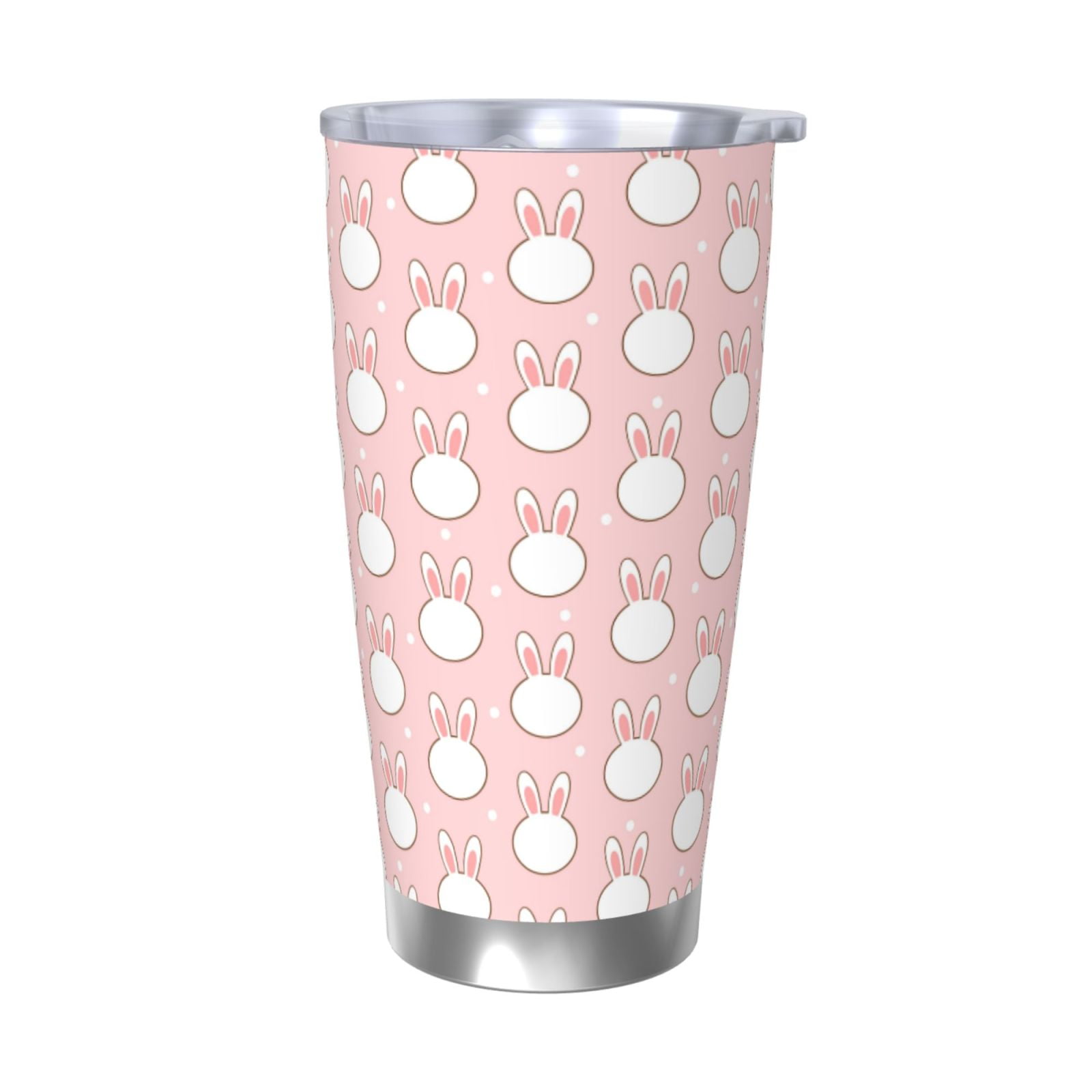 Daiia Cute Rabbit Printed 20oz Insulated Coffee Cup with Straw Topper ...