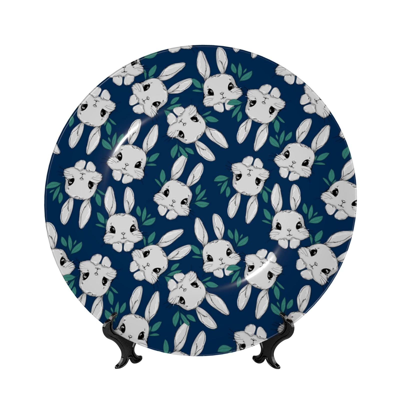 Daiia Cute Rabbit Printed Pattern Ceramic Plate Dinner Plates Bone ...