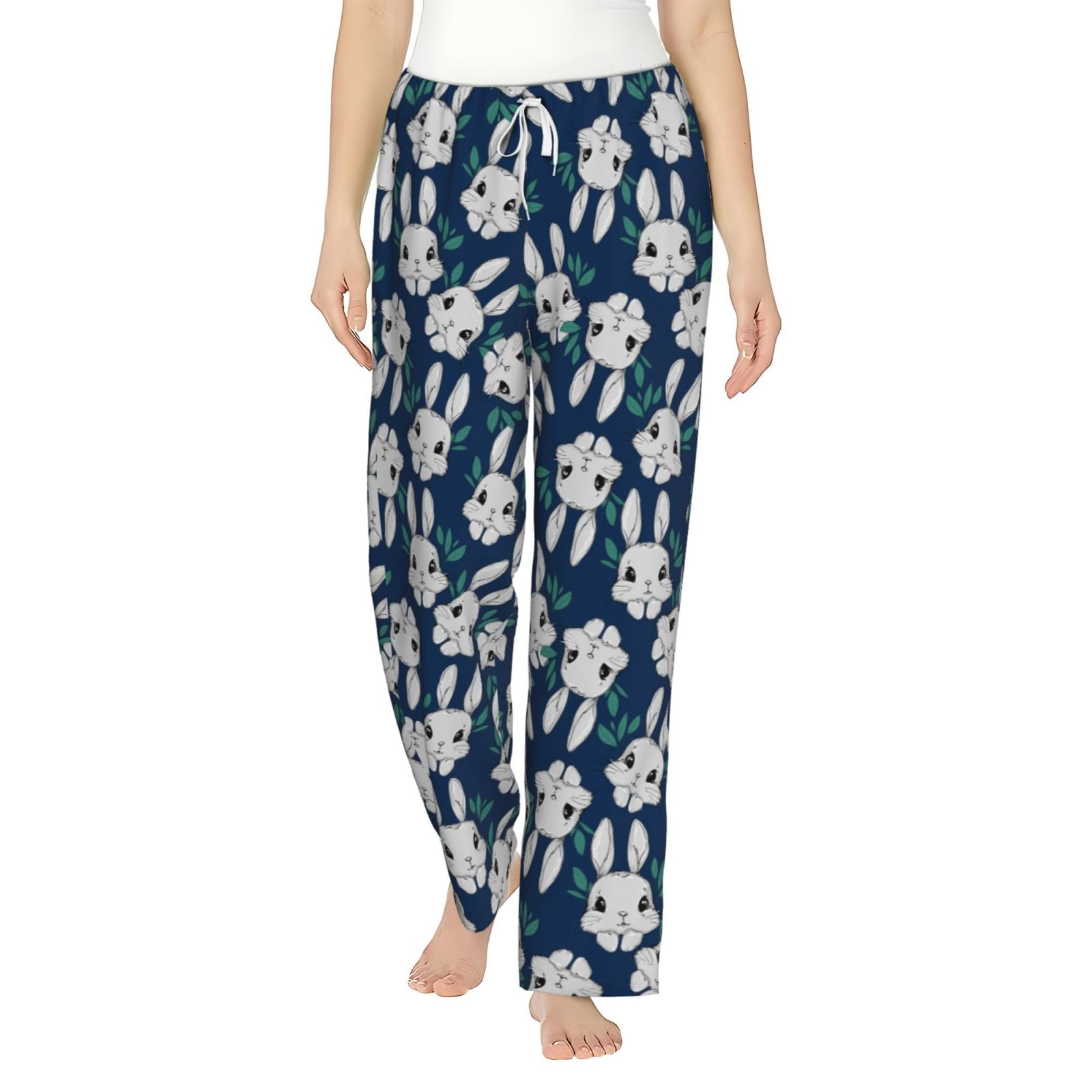 Daiia Cute Rabbit Women's Sleep Pant with Pockets and Drawstring,Pajama ...