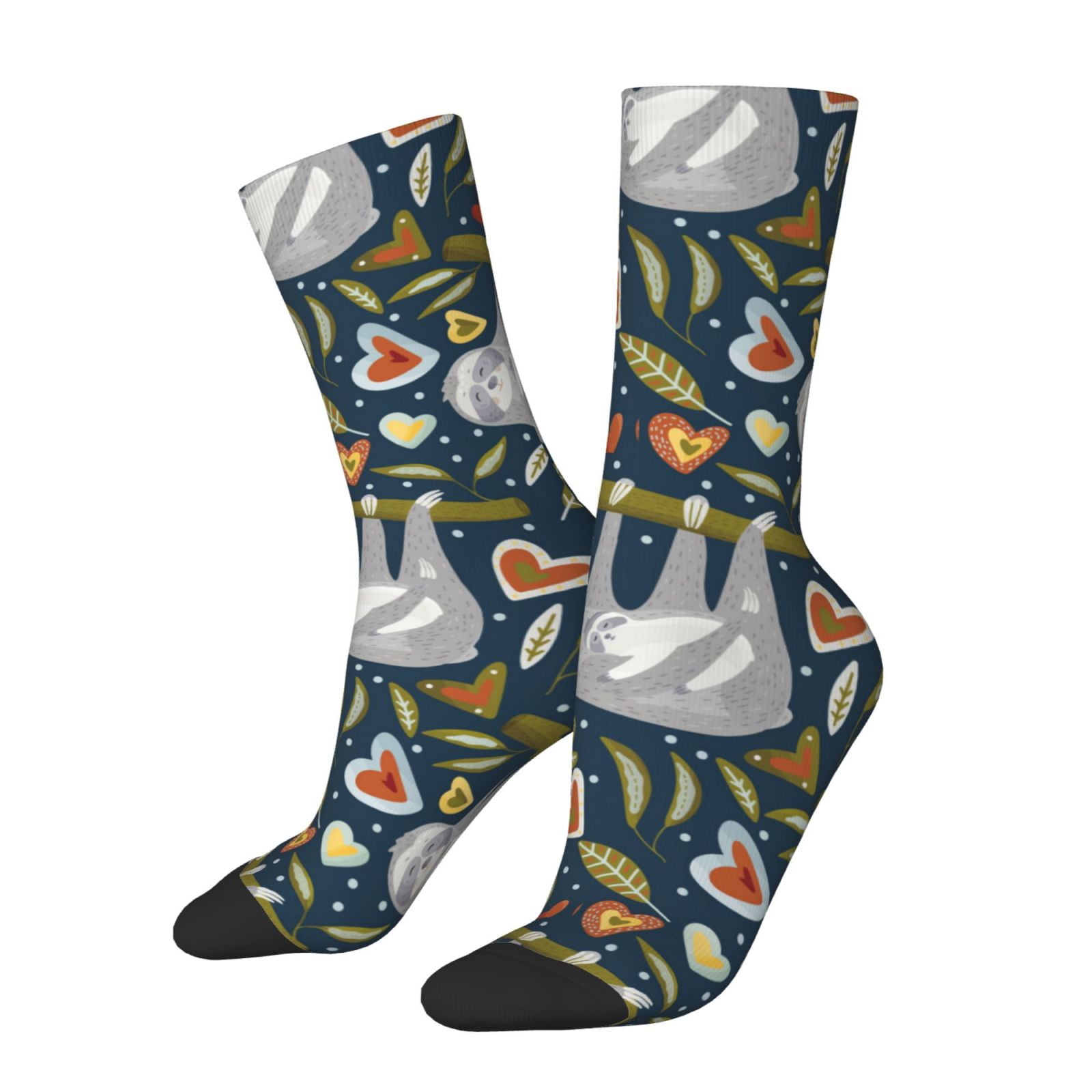Daiia Cute Sloth Print Crew Socks – Soft Breathable Long Socks for Men ...