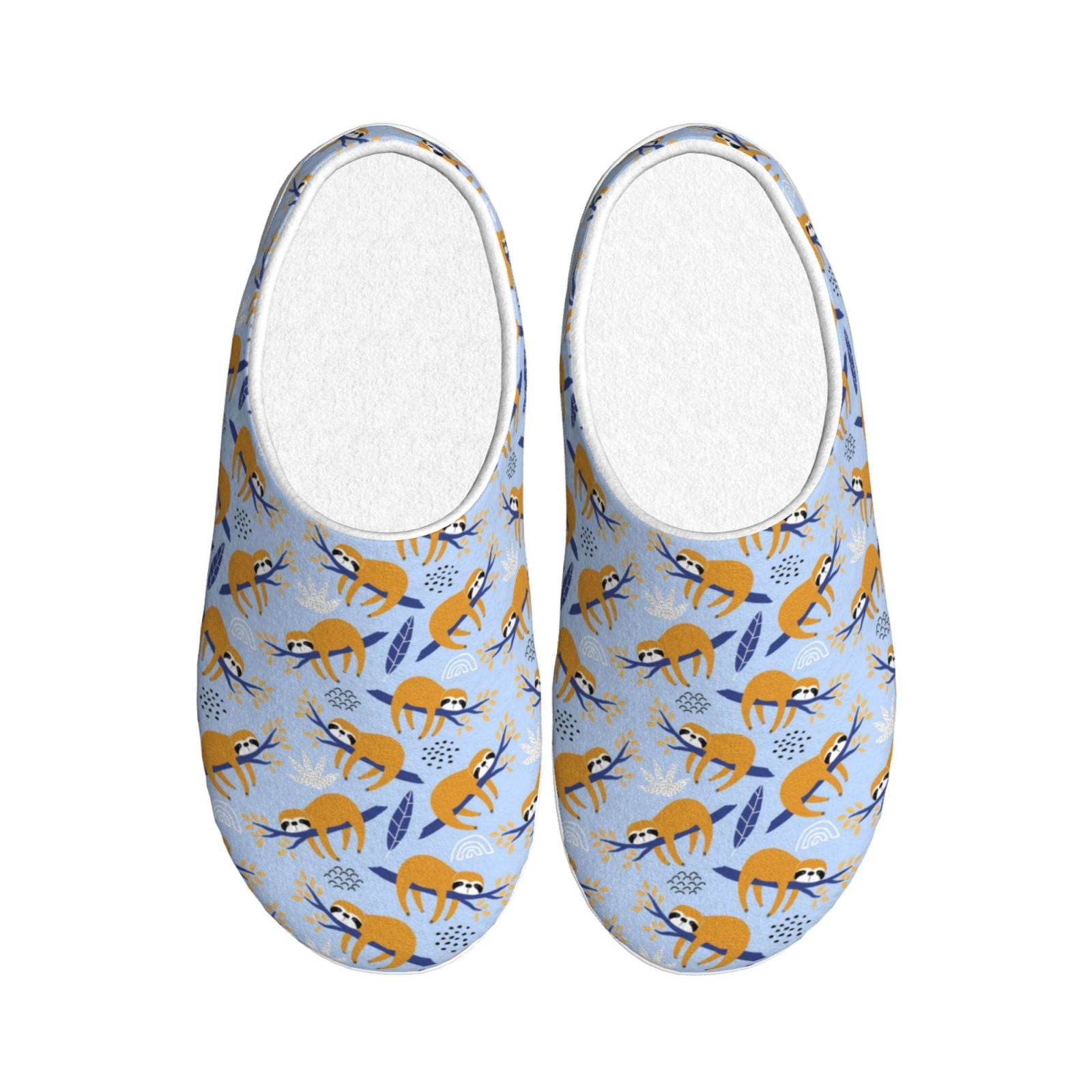 Daiia Cute Sloth Print Women’s Fuzzy Slippers Memory Foam Lightweight ...