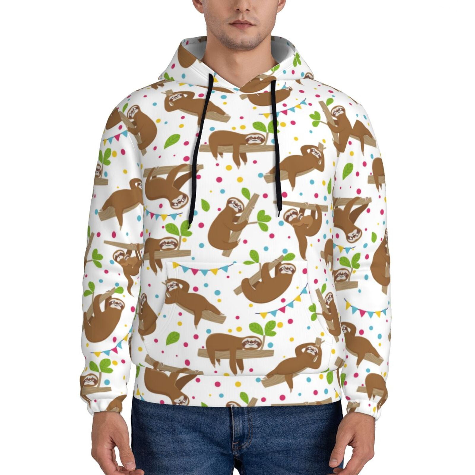 Daiia Cute Sloth for Men's Fashion Hoodies & Sweatshirts with Kangaroo ...