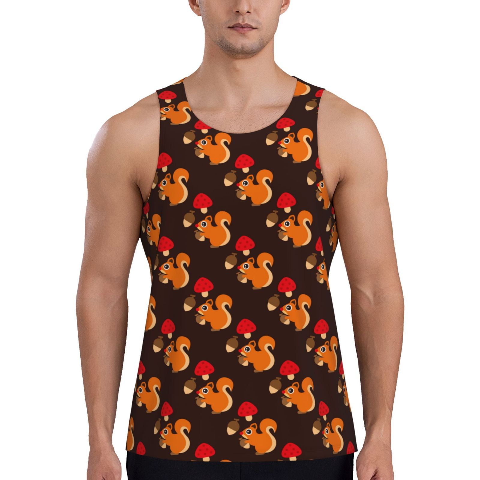 Daiia Cute Squirrel Printed Men's Quick Dry Fit Muscle Tank Top Slim ...