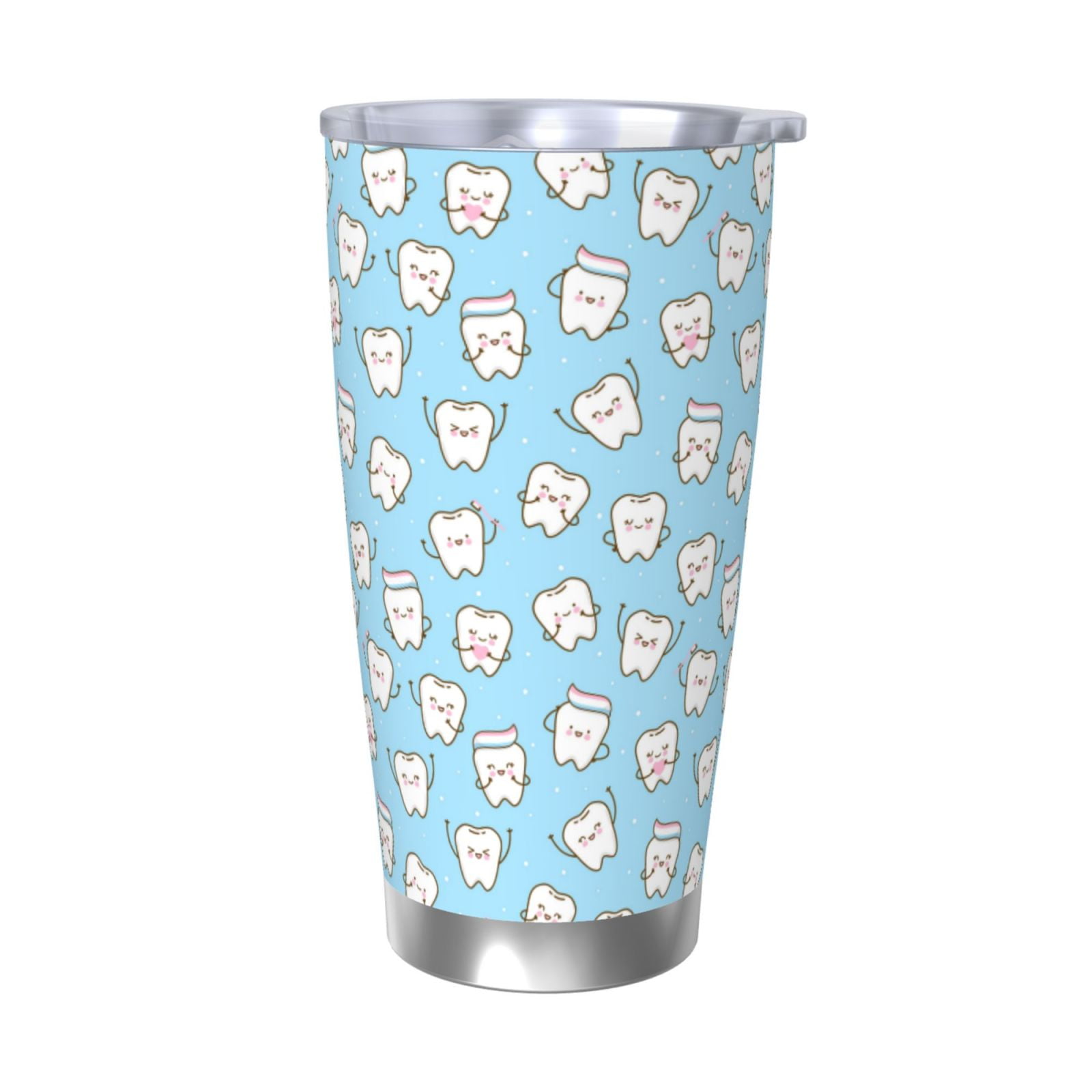 Daiia Cute Teeth Printed 20oz Insulated Coffee Cup with Straw Topper ...