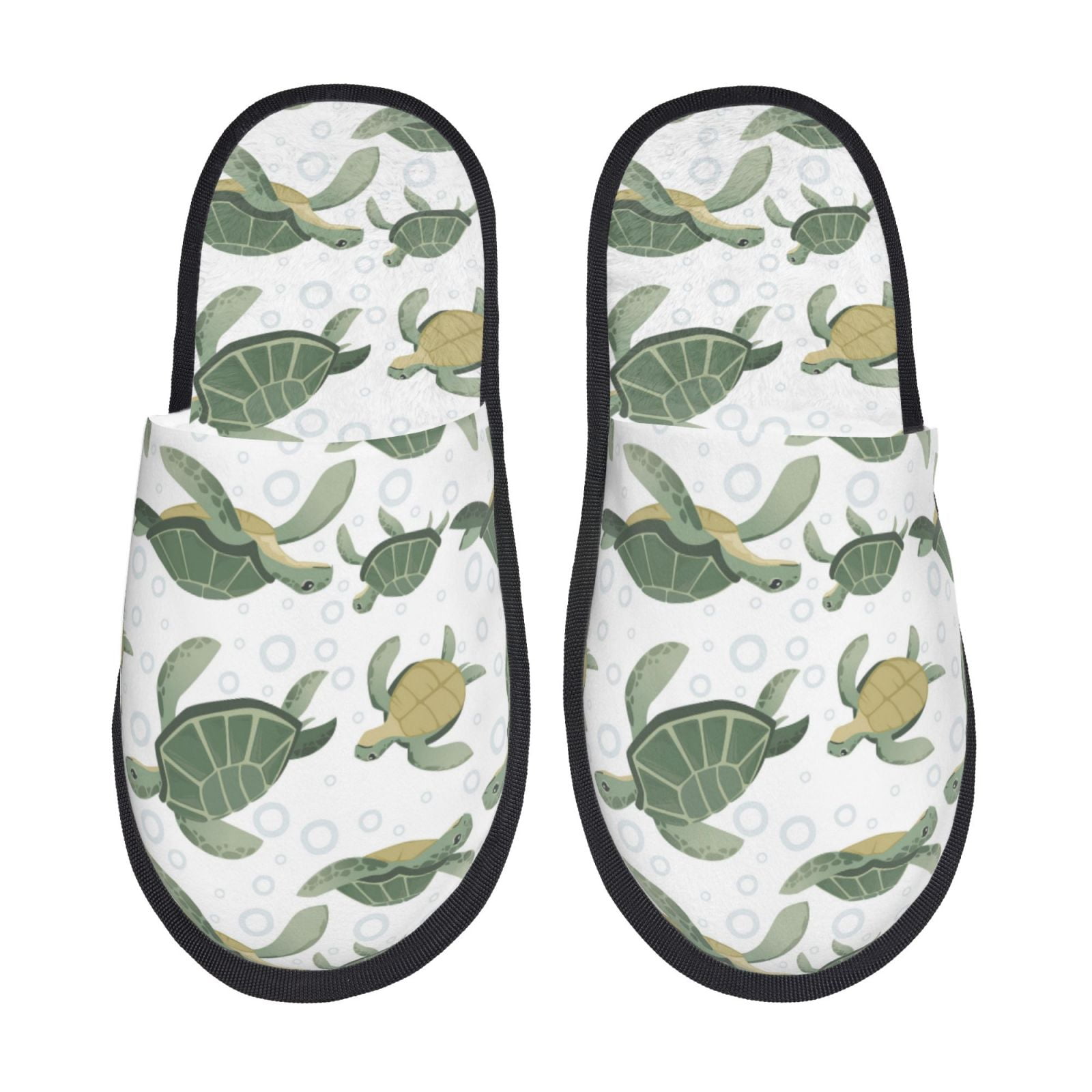 Daiia Cute Turtle Pattern Furry Slippers for Women and Men, Soft Plush ...