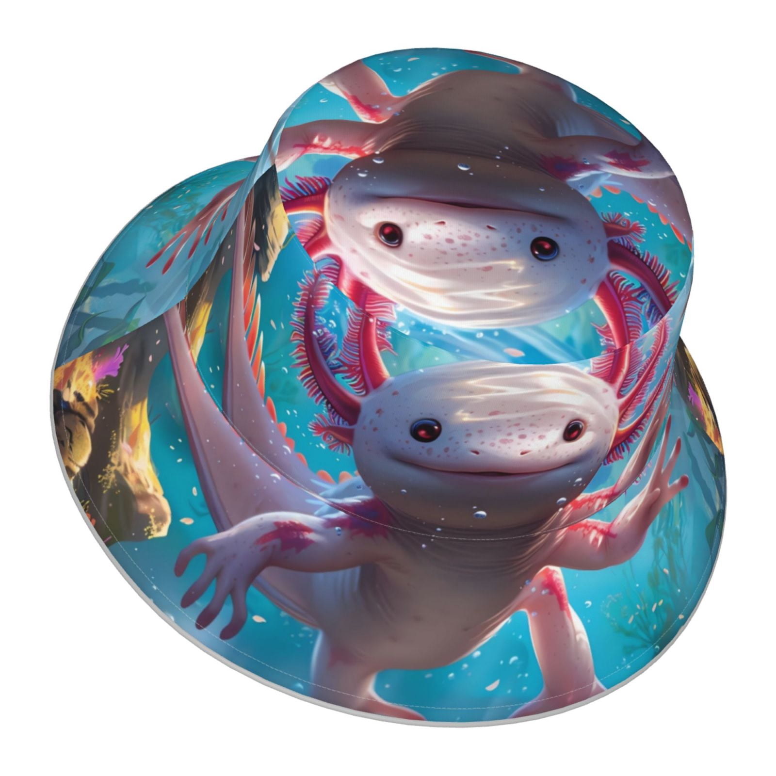 Daiia Cute Underwater Axolotl Pattern Bucket Hat - Trendy Cotton Sun ...