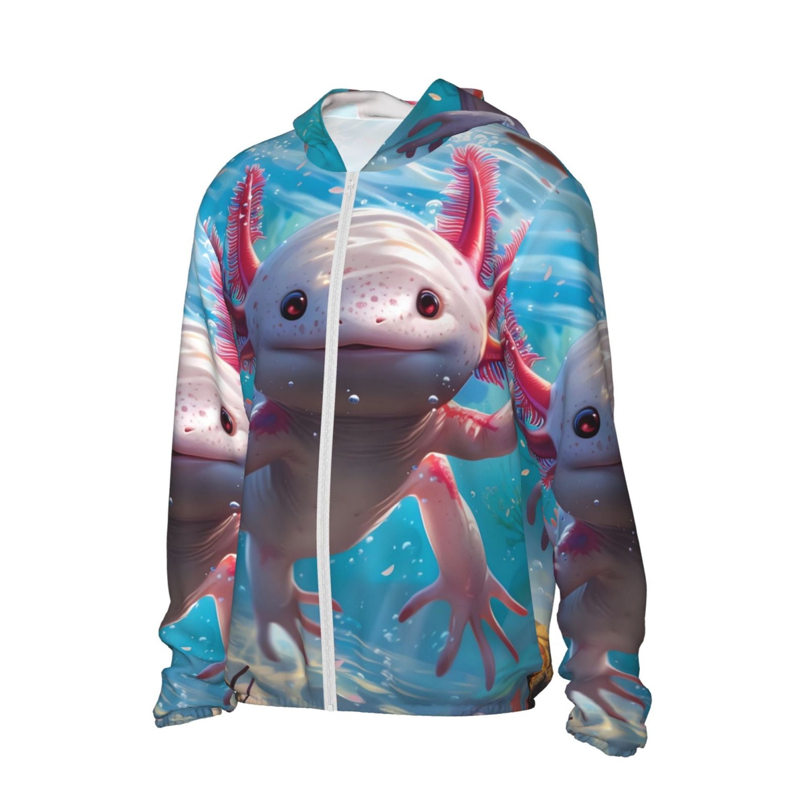 Daiia Cute Underwater Axolotl UPF 50+ Sun Protection Hoodie Jacket ...