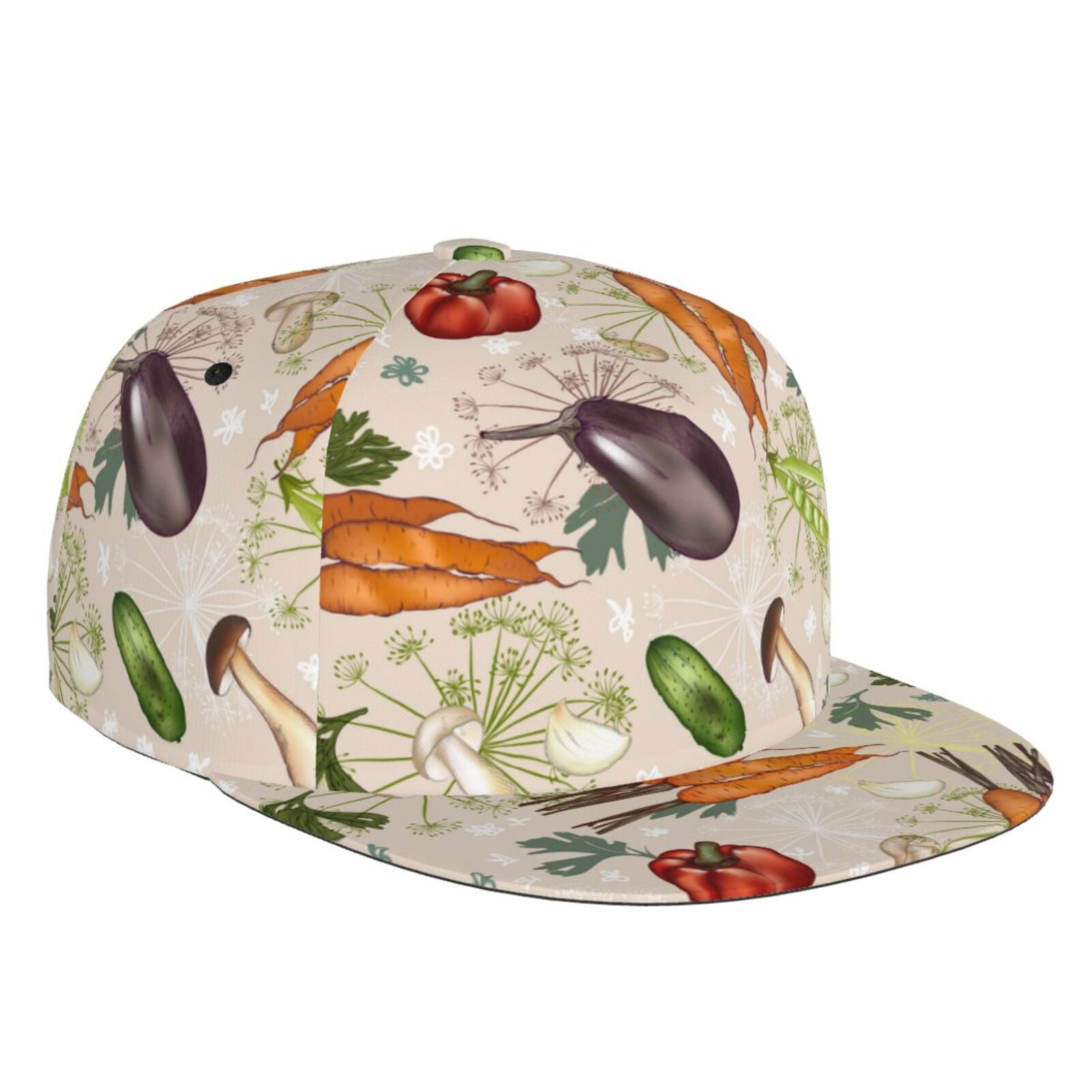 Daiia Cute Vegetables print Flat Bill Hats Flat Brim Trucker Cap ...