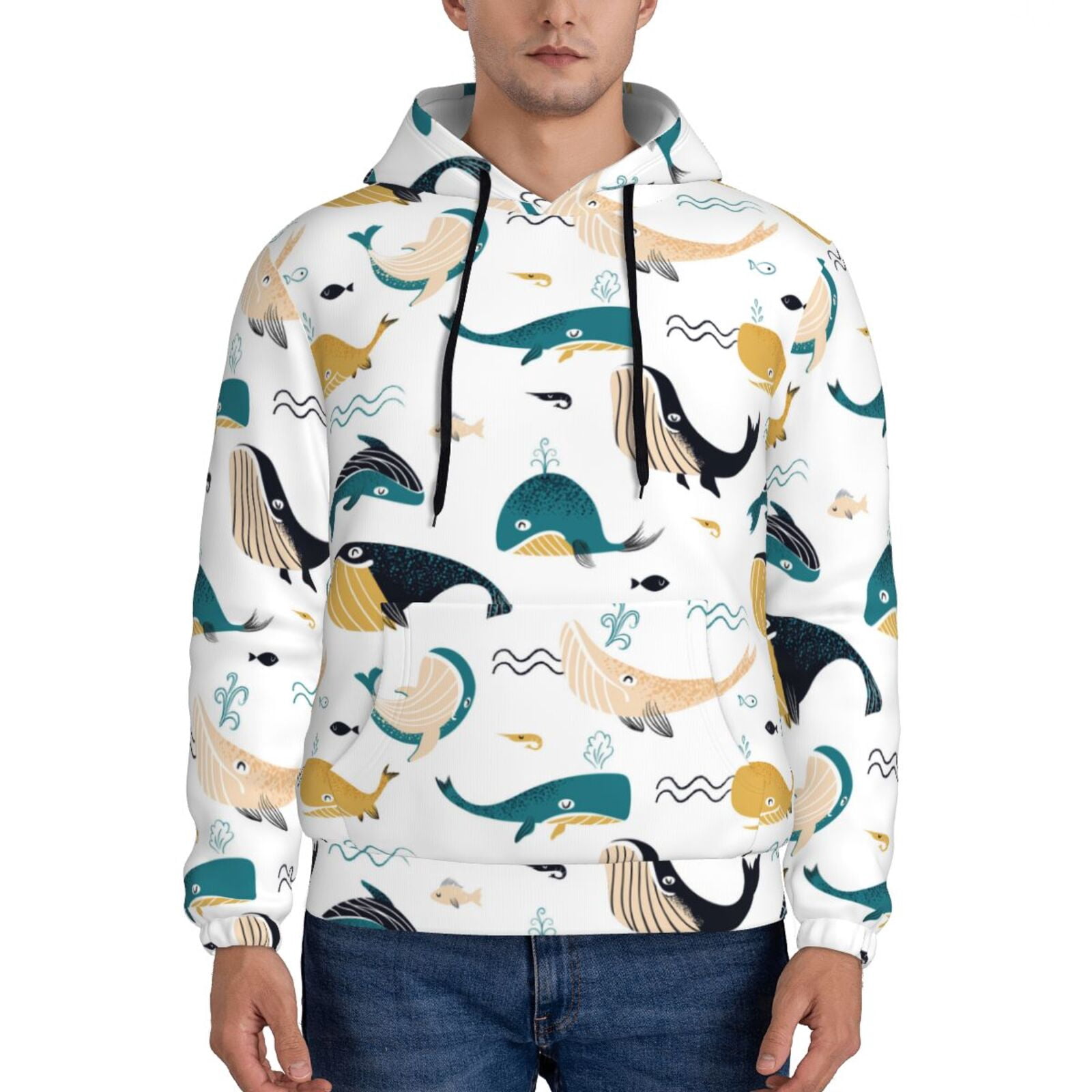 Daiia Cute Whale for Men's Fashion Hoodies & Sweatshirts with Kangaroo ...
