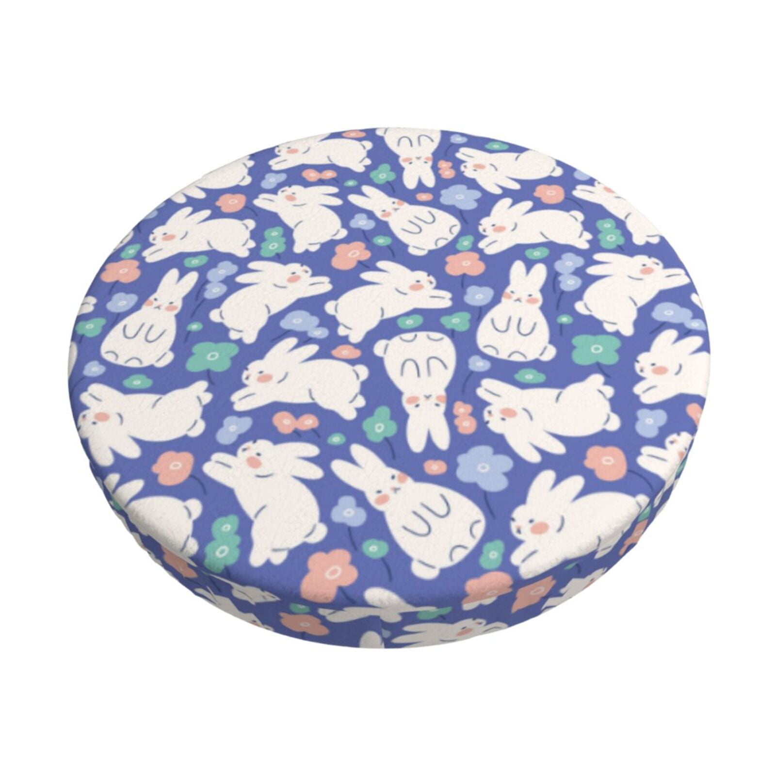 Daiia Cute White Rabbit Stool Covers Round,Round Bar Stool Covers ...