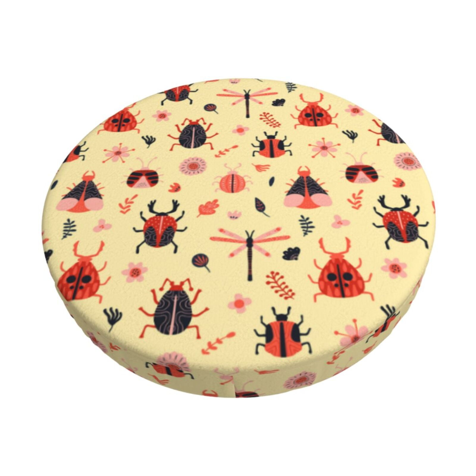 Daiia Cute insects Pattern Stool Covers Round,Round Bar Stool Covers ...