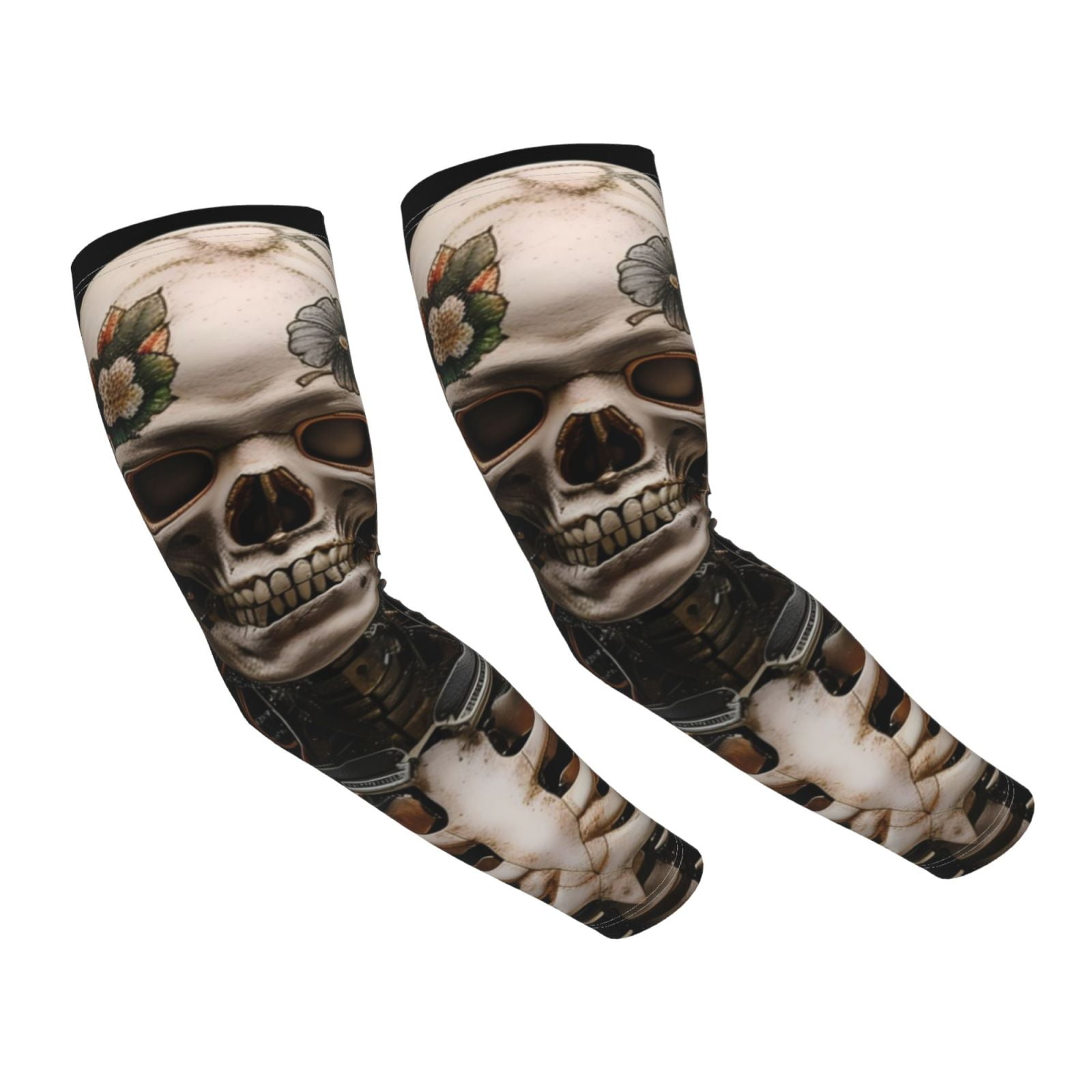 Daiia Cyber Skeleton With Tattoos UV Sun Protection Arm Sleeves ...