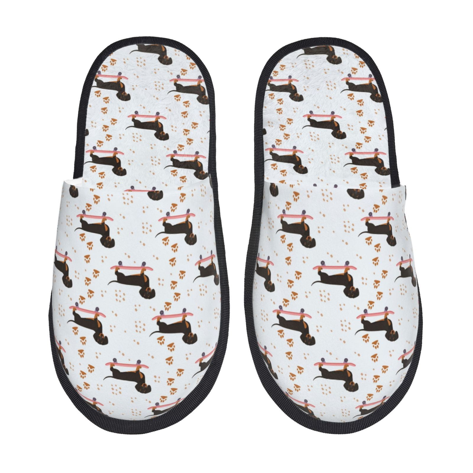 Daiia Dachshund Dog Pattern Furry Slippers for Women and Men, Soft ...