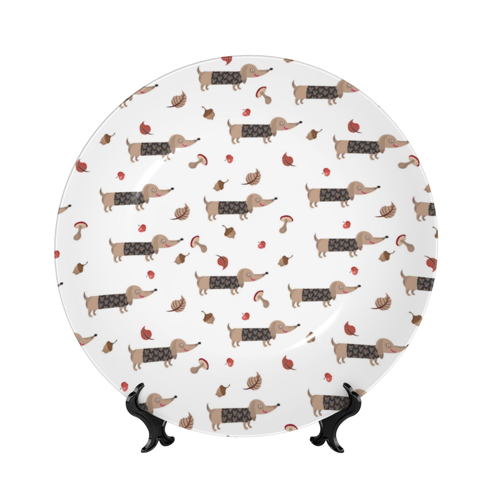 Daiia Dachshund Dog Printed Pattern Ceramic Plate Dinner Plates Bone ...
