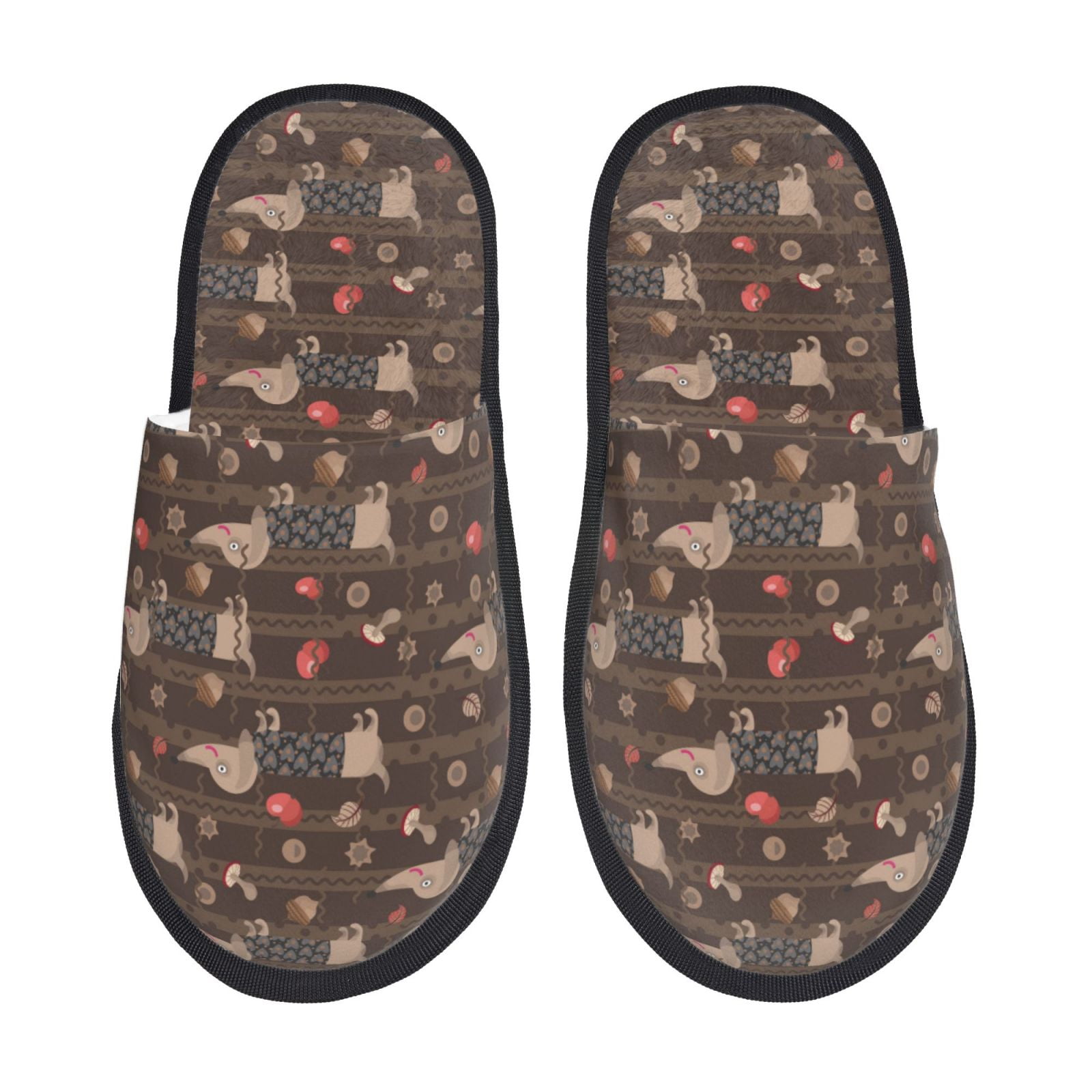 Daiia Dachshund Dog Puppy Pattern Furry Slippers for Women and Men ...