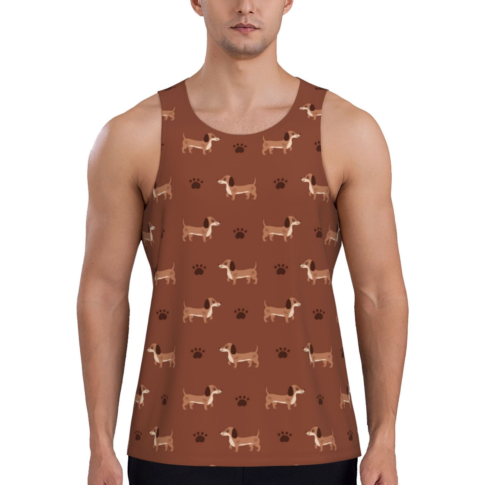 Daiia Dachshund Dog Puppy Printed Men's Quick Dry Fit Muscle Tank Top ...