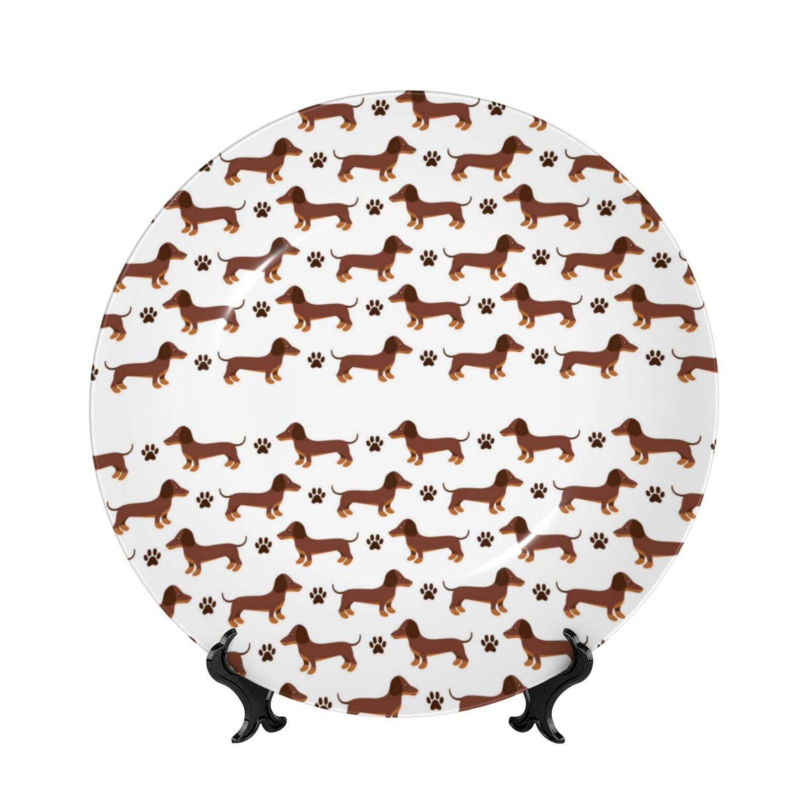 Daiia Dachshund Dog Puppy Printed Pattern Ceramic Plate Dinner Plates ...