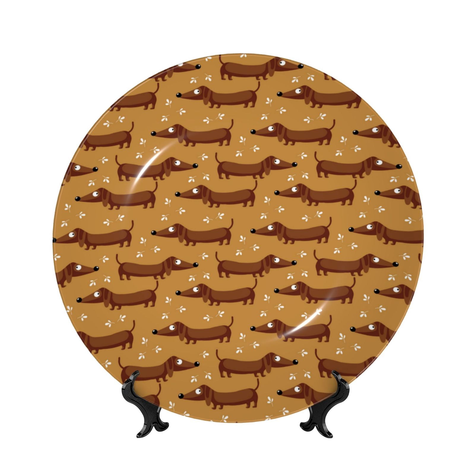 Daiia Dachshund Dog Puppy Printed Pattern Ceramic Plate Dinner Plates ...
